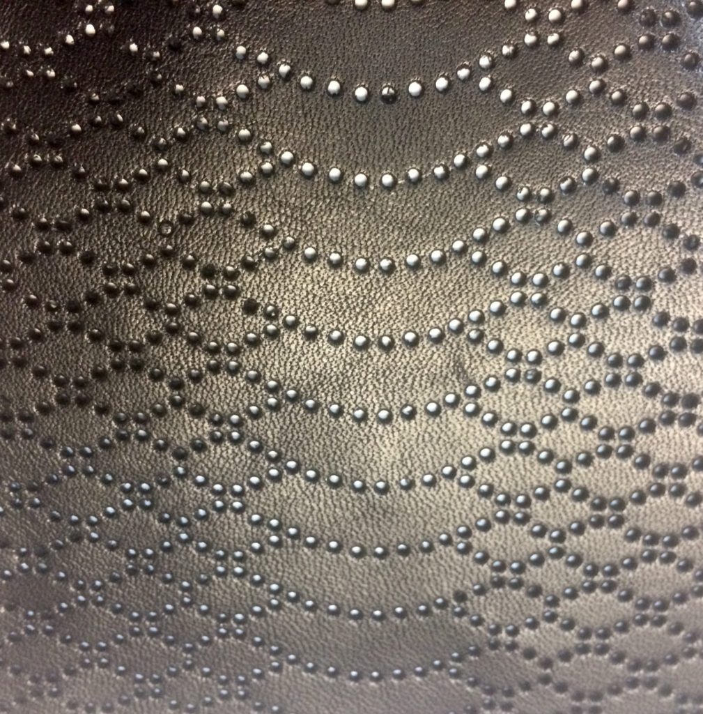 Perforated Anaconda Piccola on Black Mendoza Cow Leather - Rainbow Leather Perforated Anaconda Piccola on Black Mendoza Cow Leather - Rainbow Leather