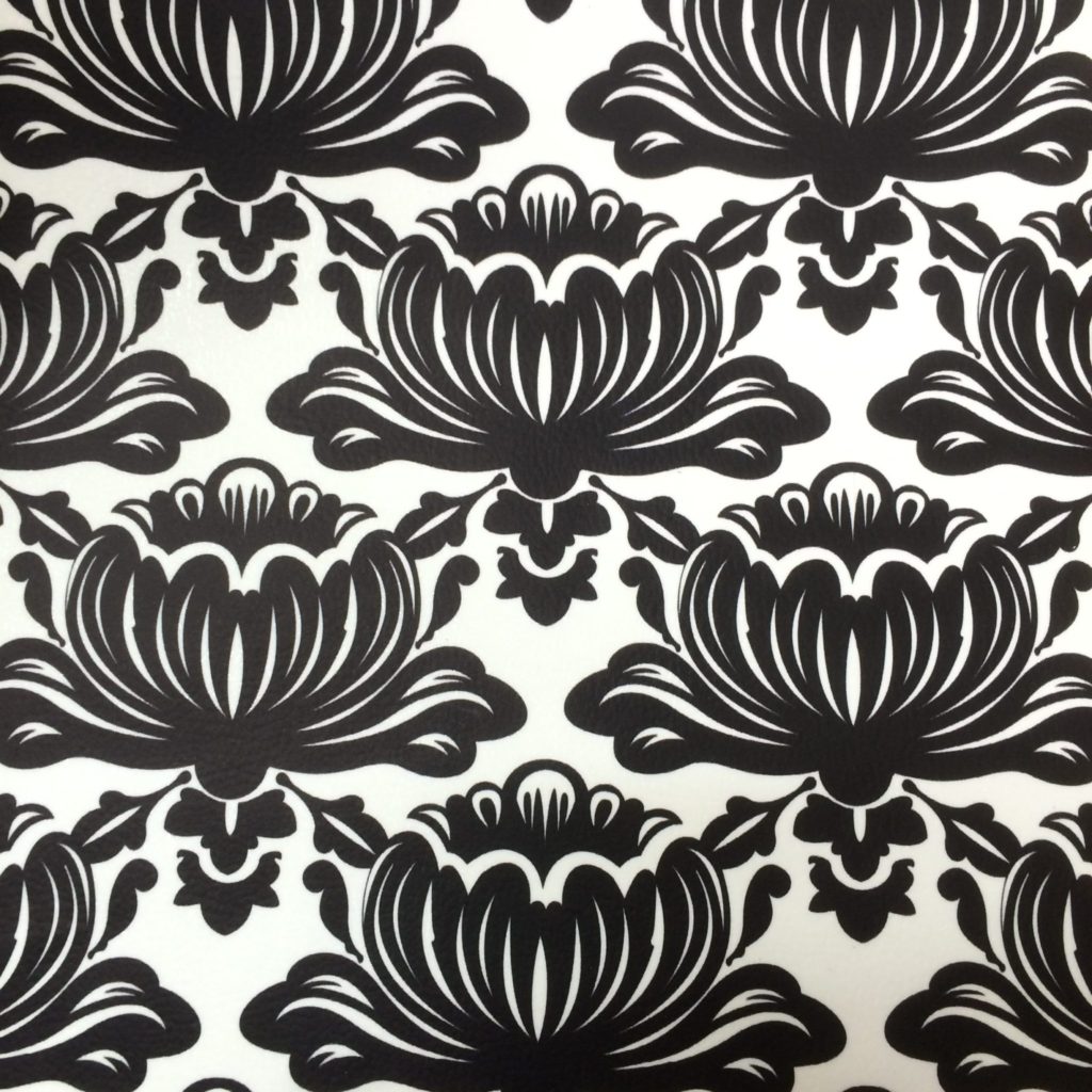 Custom Digital Print Royal Flower on White Vinyl - Rainbow Leather