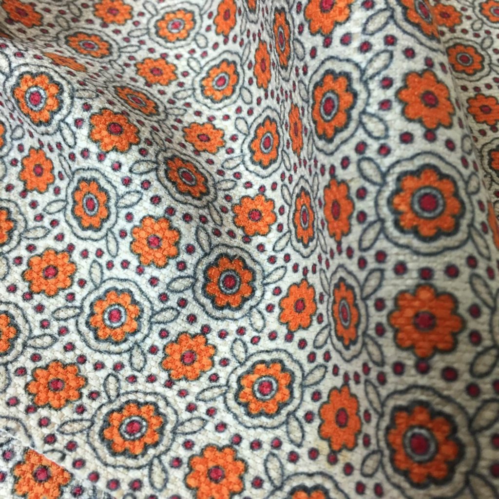 Custom Digital Print Hippy Floral on Ivory Breda Fabric - Rainbow Leather