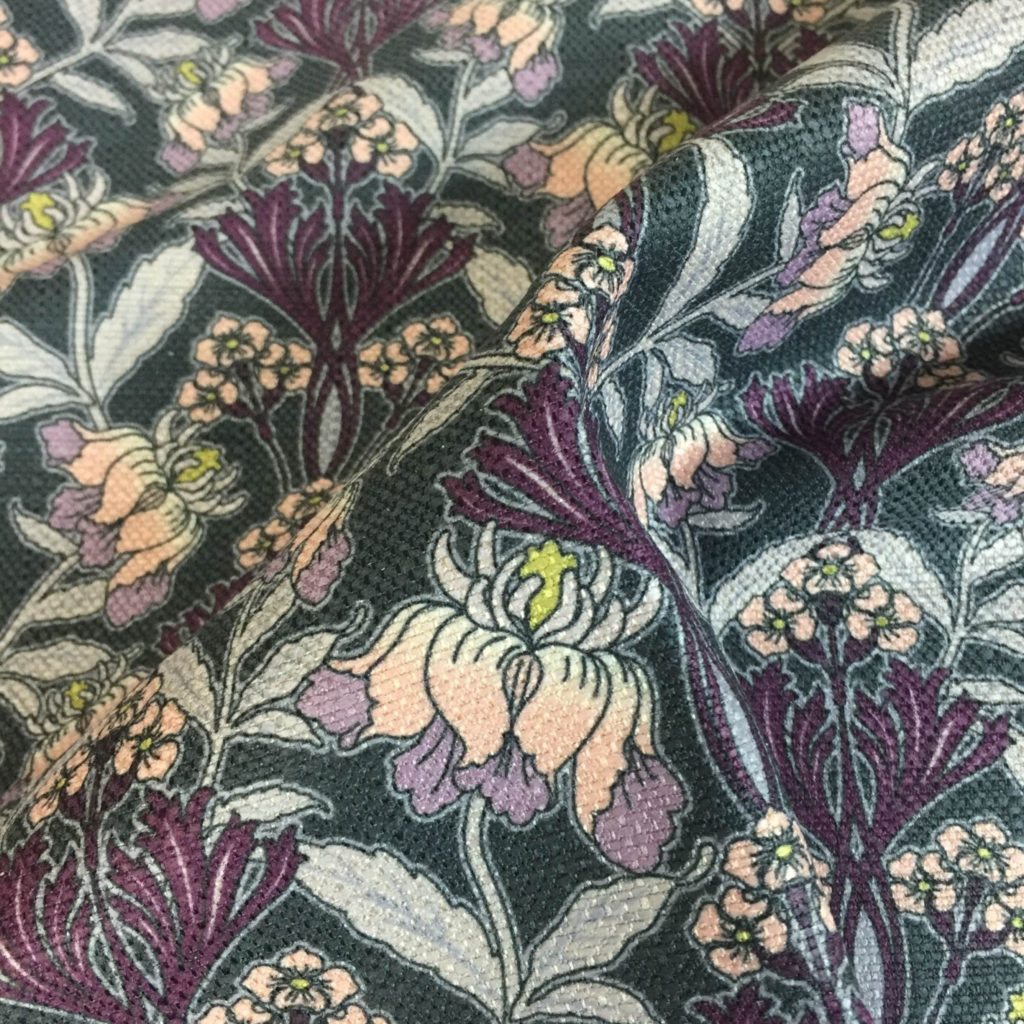 Custom Digital Print Hippy Floral on Ivory Breda Fabric - Rainbow Leather