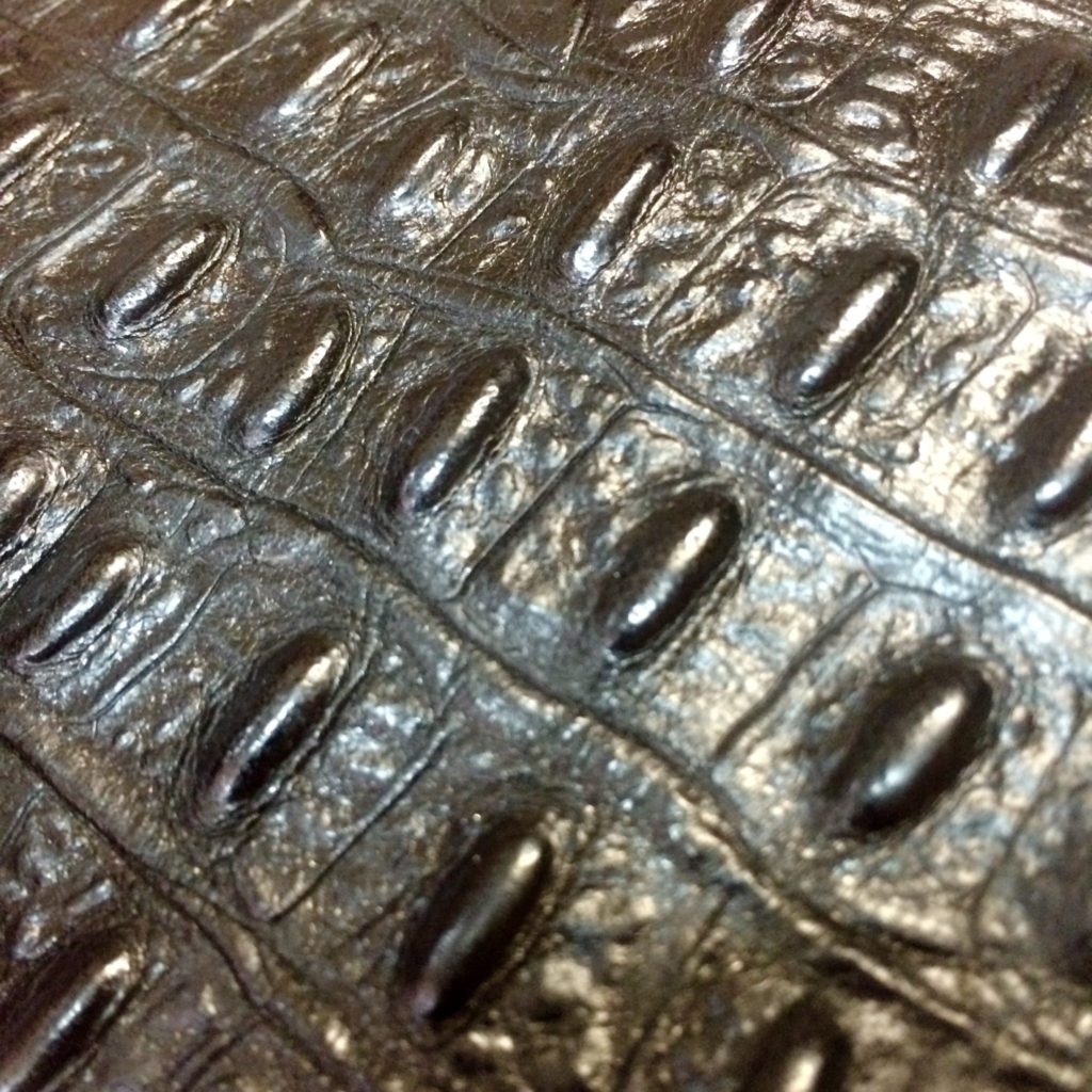 Alligator Emboss on Black Cow Suede - Rainbow Leather