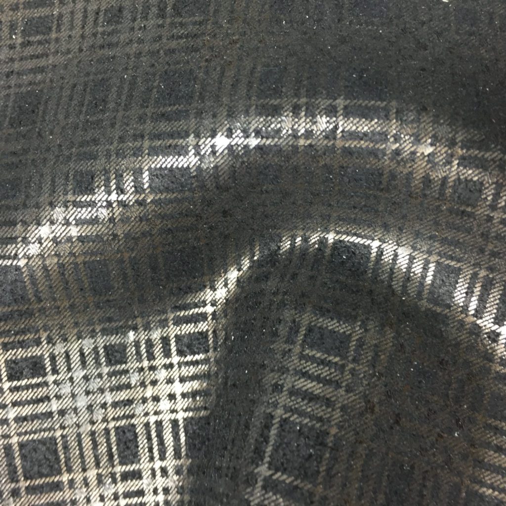 Plaid Pattern on Black Cow Suede - Rainbow Leather