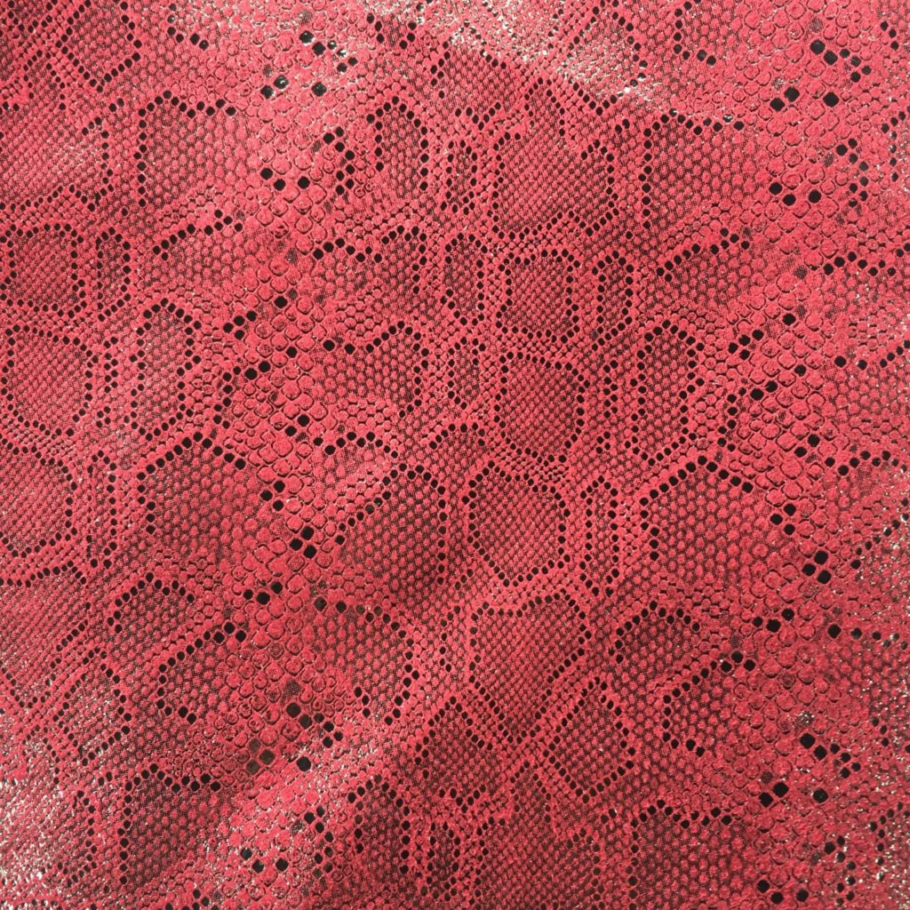 Metallic Snake on Cinnabar Fabric Suede - Rainbow Leather