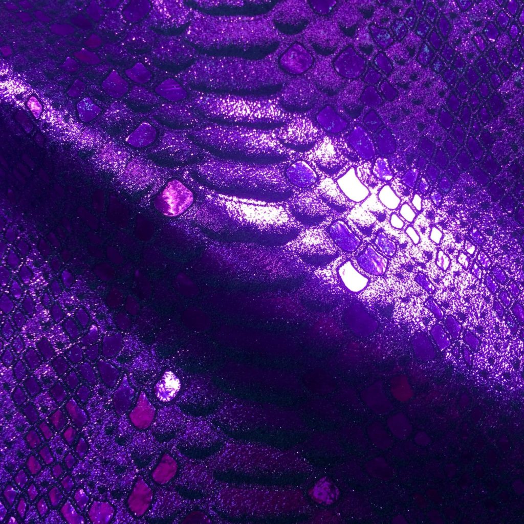 Purple Metallic Python on Black Pig Suede - Rainbow Leather