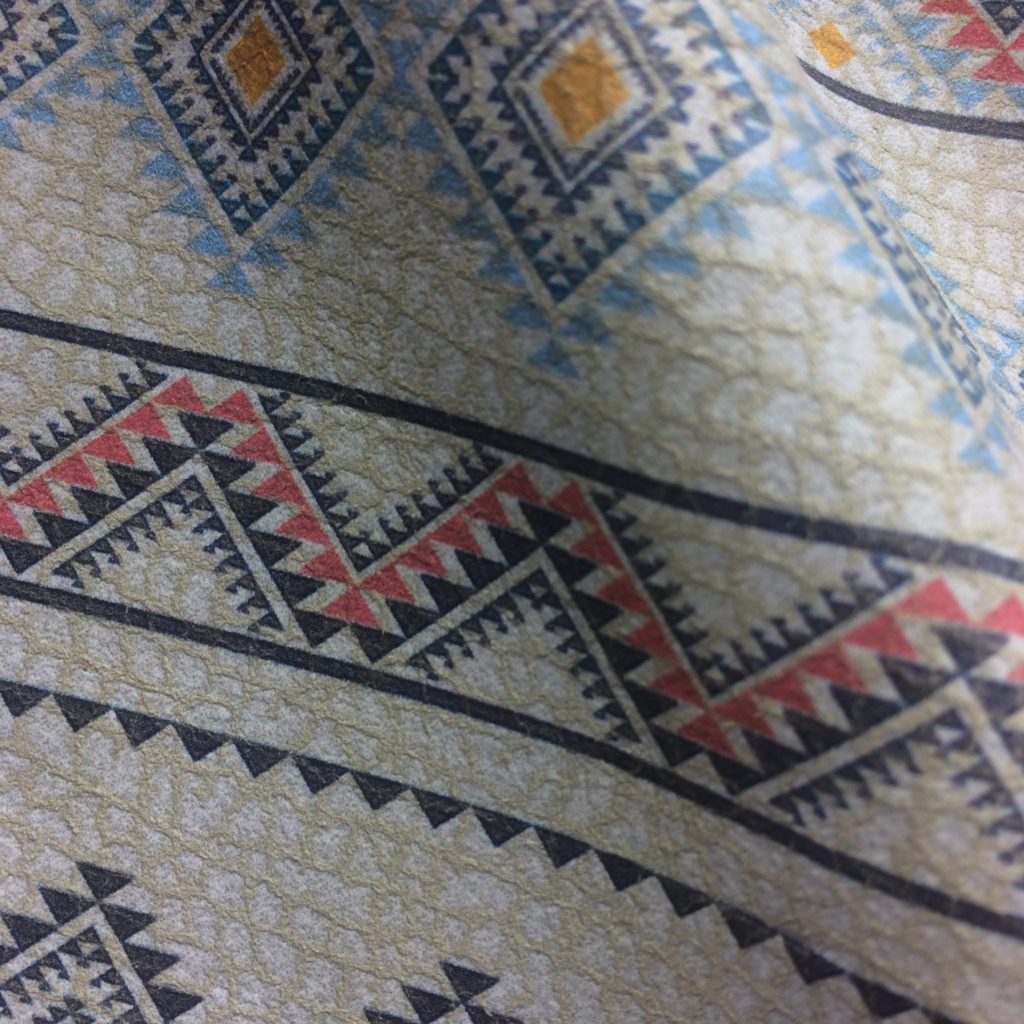 Aztec Native Folks Print with Crackle Effect on Beige Cow Suede ...