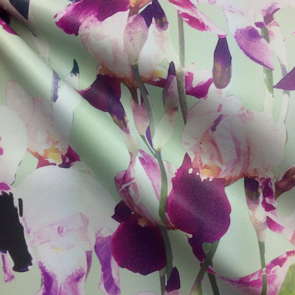 Green & Pink Floral Mist Print on White Naked Cow - Rainbow Leather