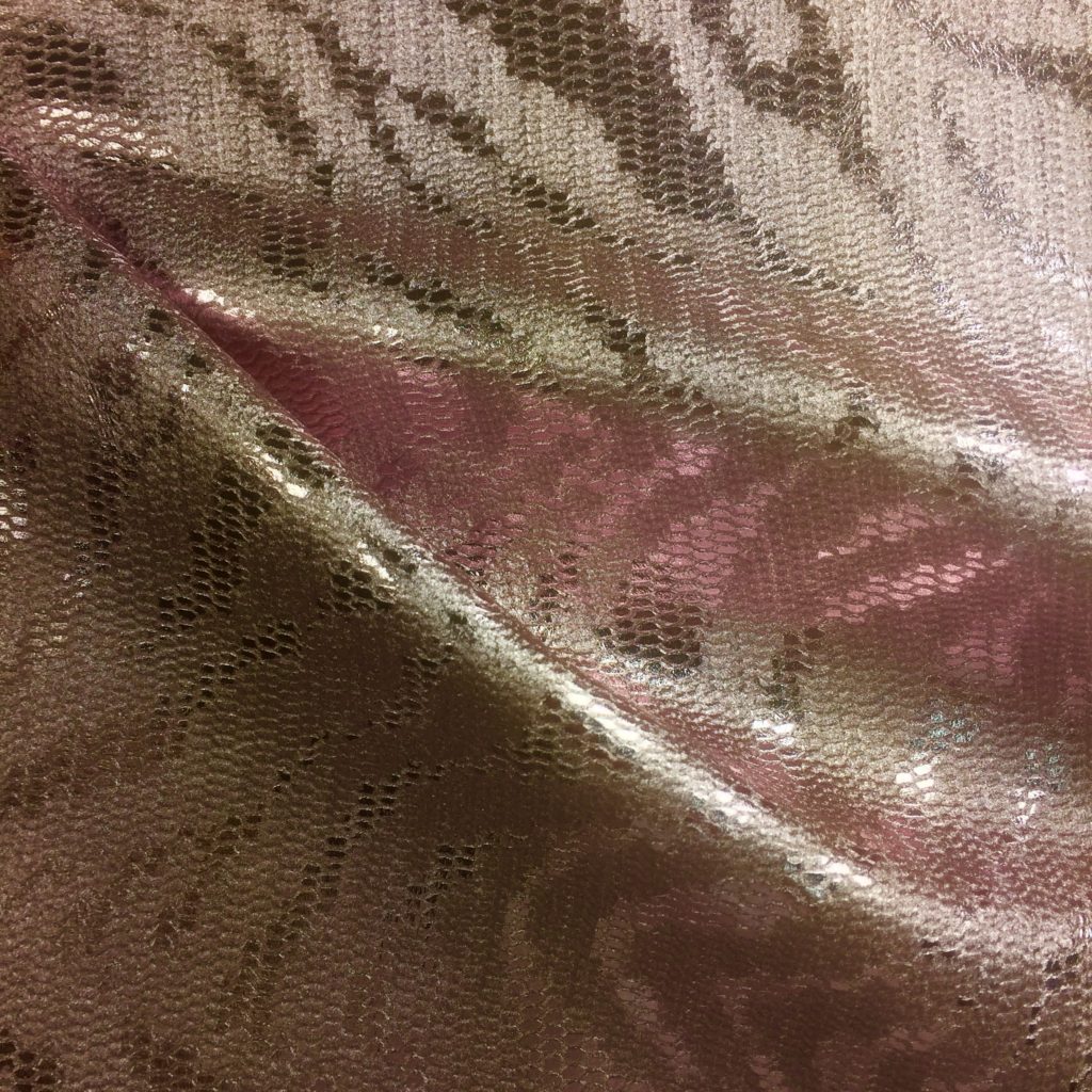 Metallic Pink Snake Mesh on Tan Cow Leather - Rainbow Leather