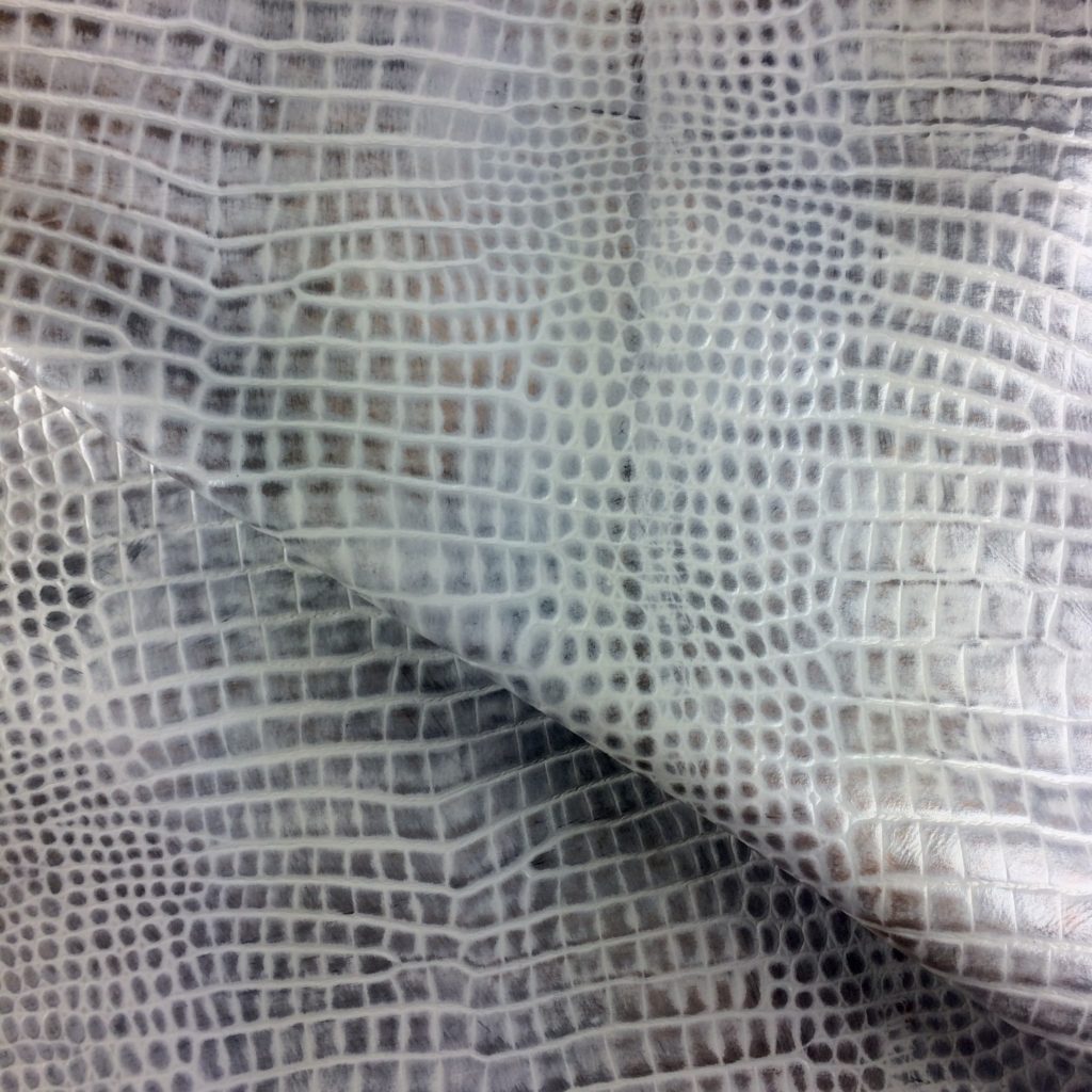 Embossed Alligator with Rustic Hand Tipping on White Cow Leather ...