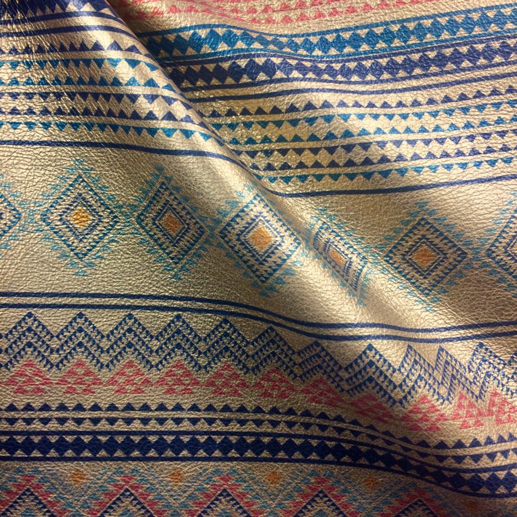 Native Aztec Print on Metallic Gold Cow - Rainbow Leather