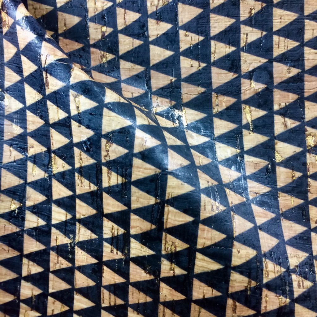 Triangles Pattern Digital Print with Gold Flakes on Natural Cork ...