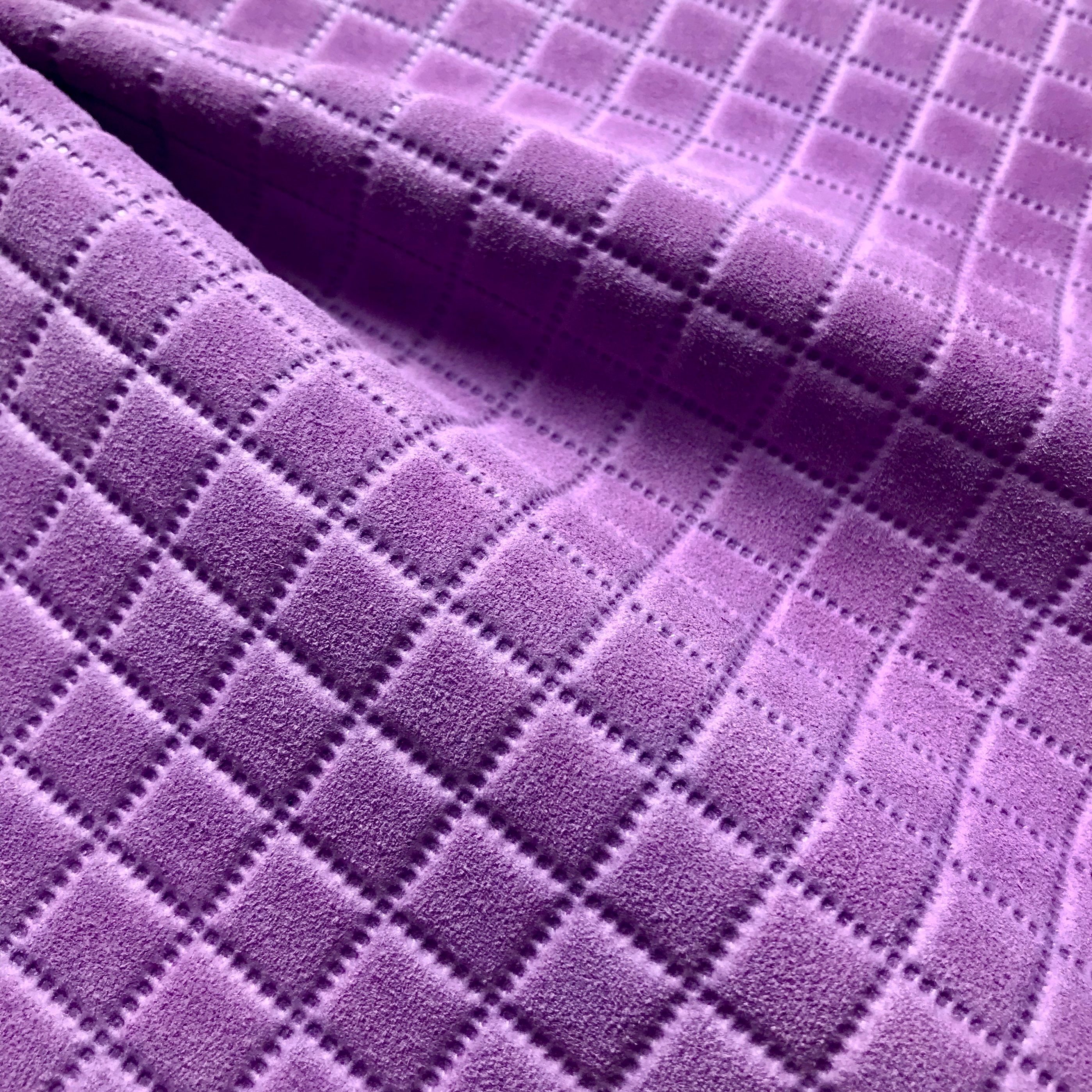 Quilt Emboss on Purple Cow Suede - Rainbow Leather