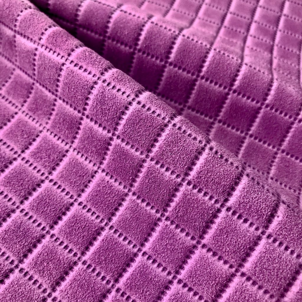 Quilt Emboss on Pink Cow Suede - Rainbow Leather