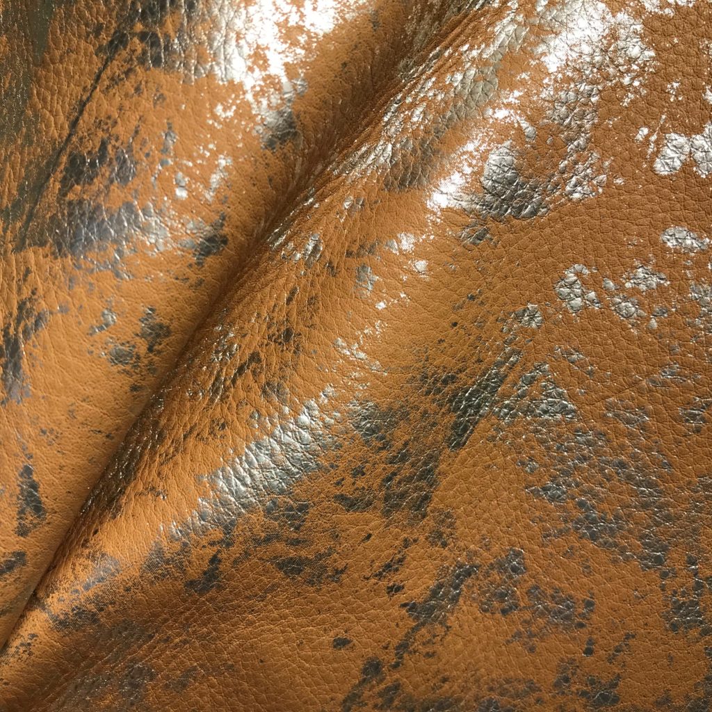 Platinum Color Splash on Dark Beige Cow - Rainbow Leather