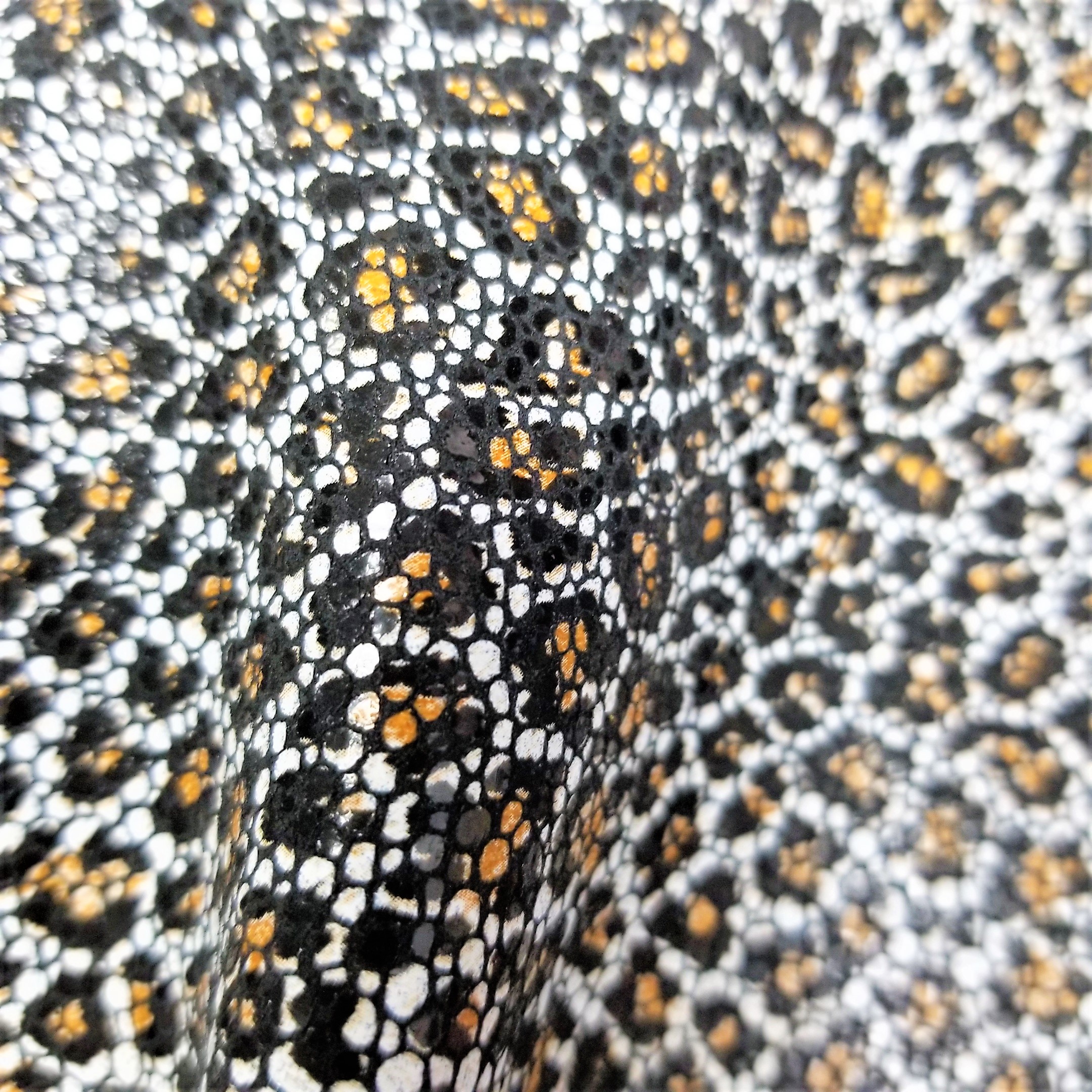 Broken Leopard design on Black Cow Suede - Rainbow Leather