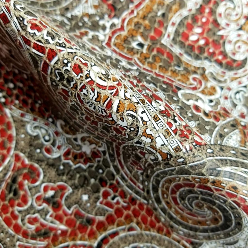 Persian Paisley on Beige Suede - Rainbow Leather