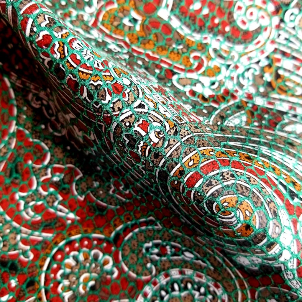 Persian Paisley on Mint Suede - Rainbow Leather