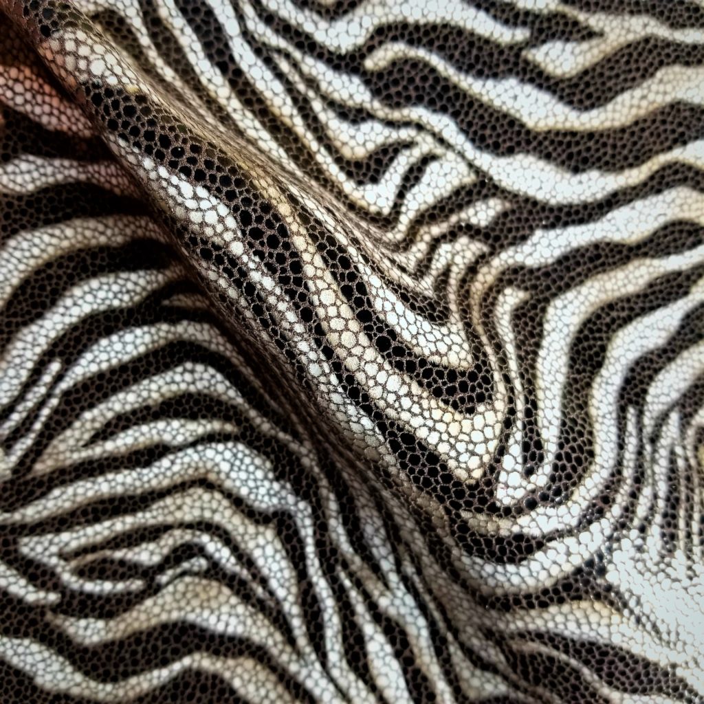 White Dotted Zebra on Brown Suede - Rainbow Leather