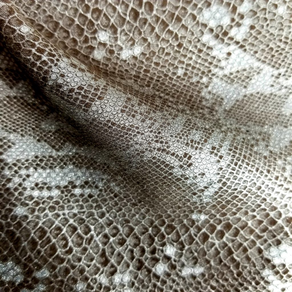 Silver Glitter Boa on Brown Suede - Rainbow Leather