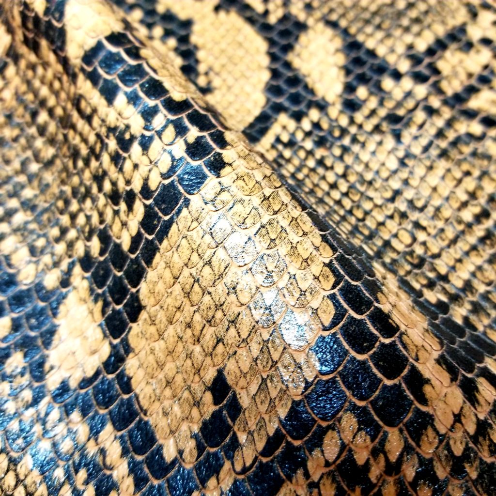 Black Python Cuts on Salmon Soft Leather - Rainbow Leather