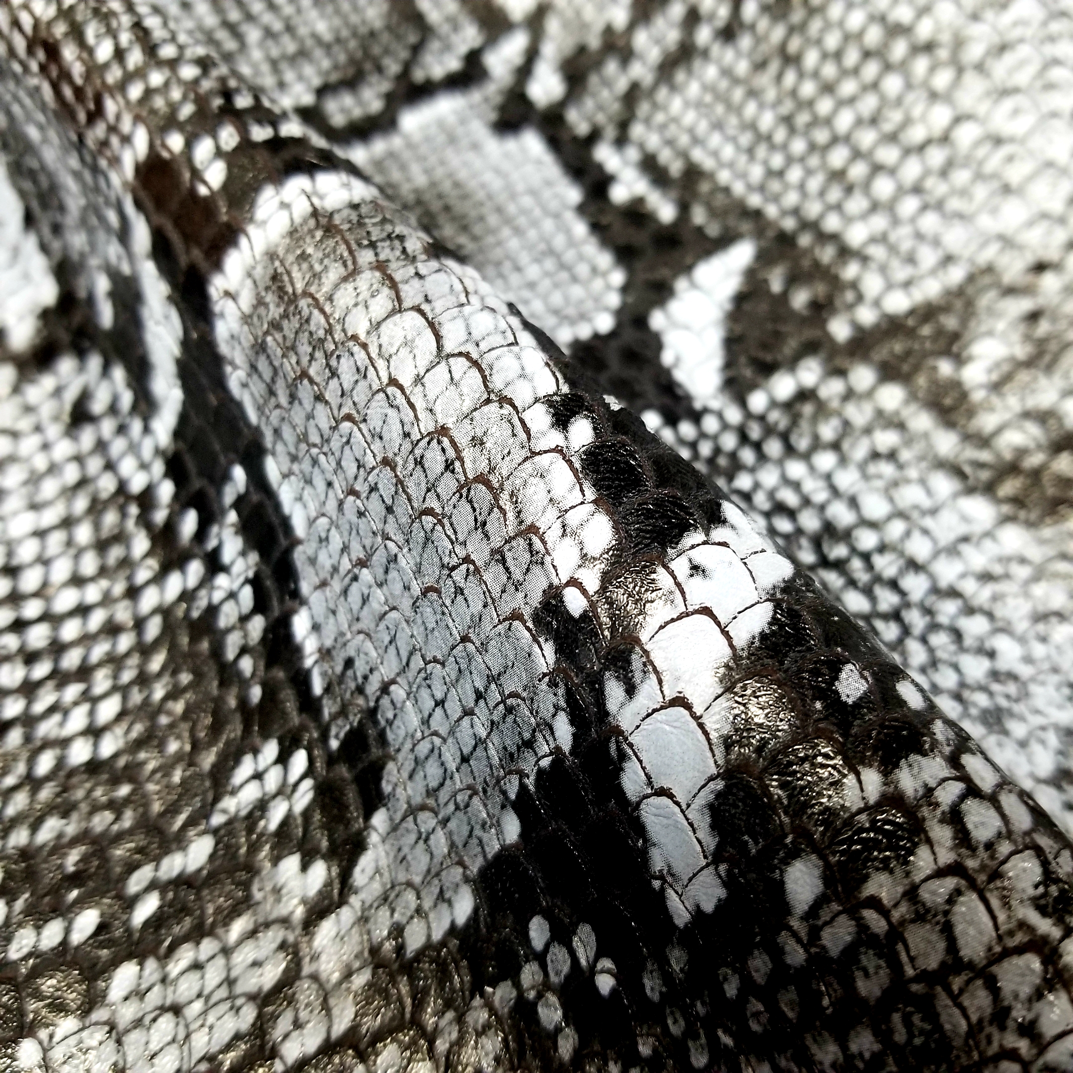 Black Python Cuts on Chocolate Soft Leather - Rainbow Leather