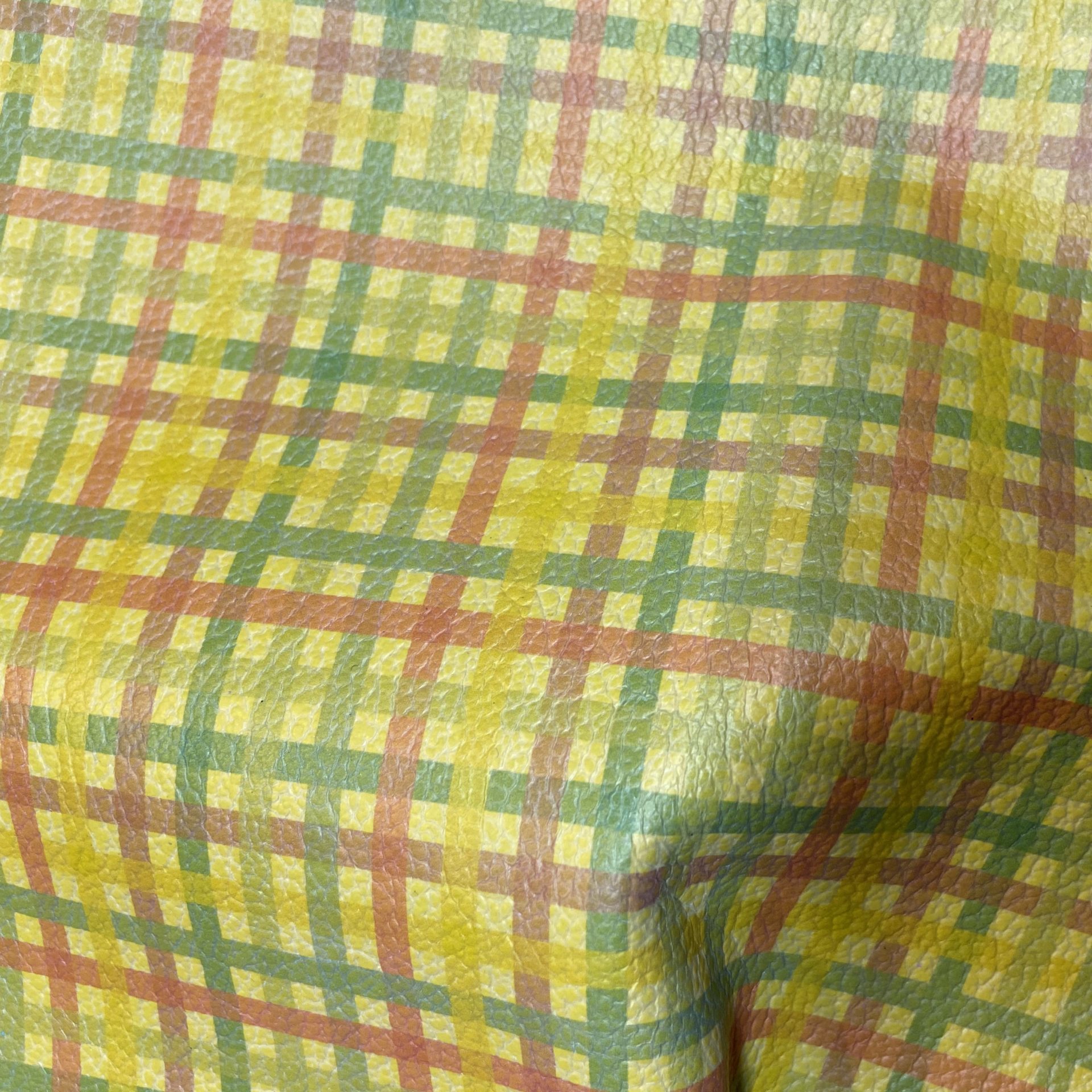 Easter Sunny Plaid on Yellow Leather - Rainbow Leather