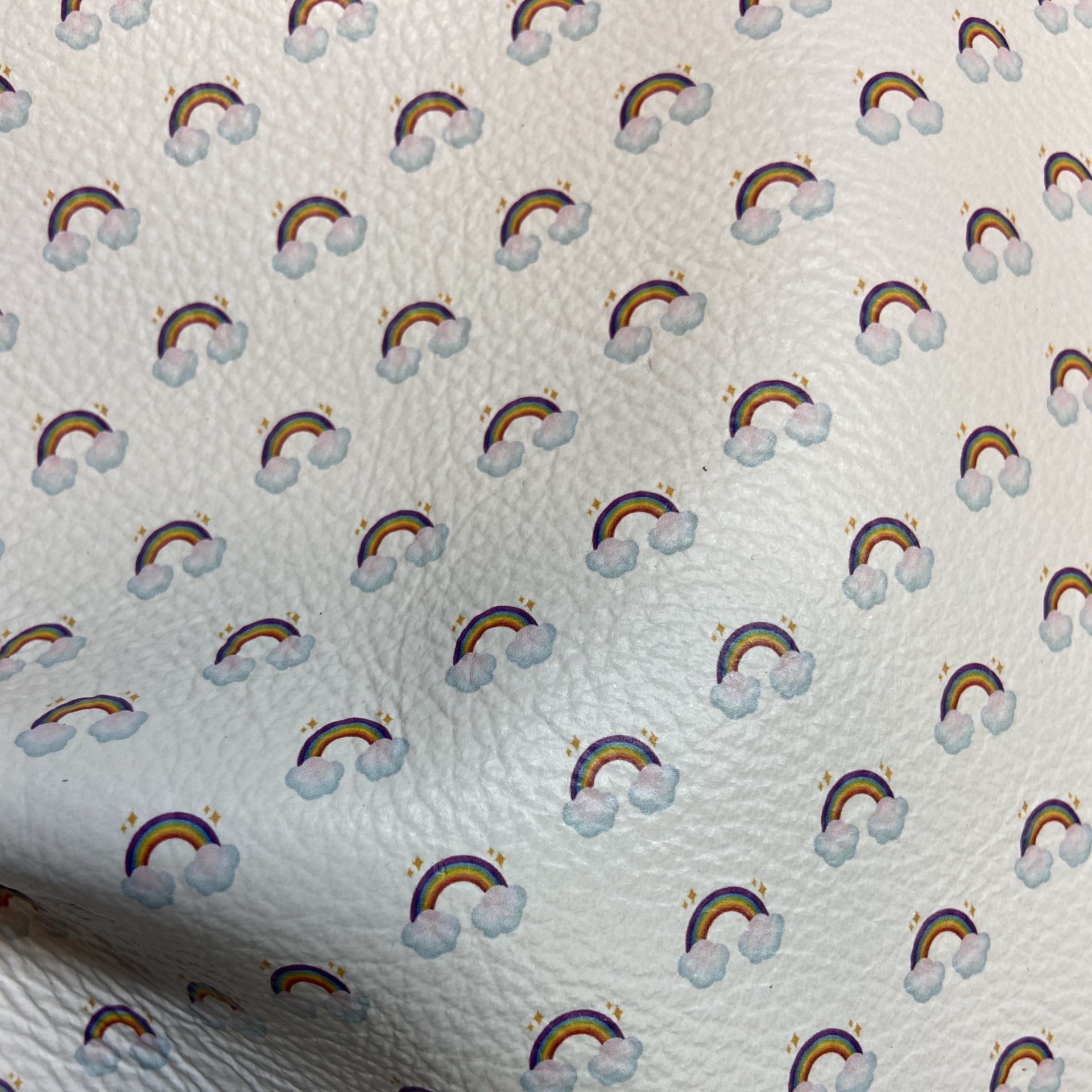 St. Patrick’s Rainbows on White Leather - Rainbow Leather