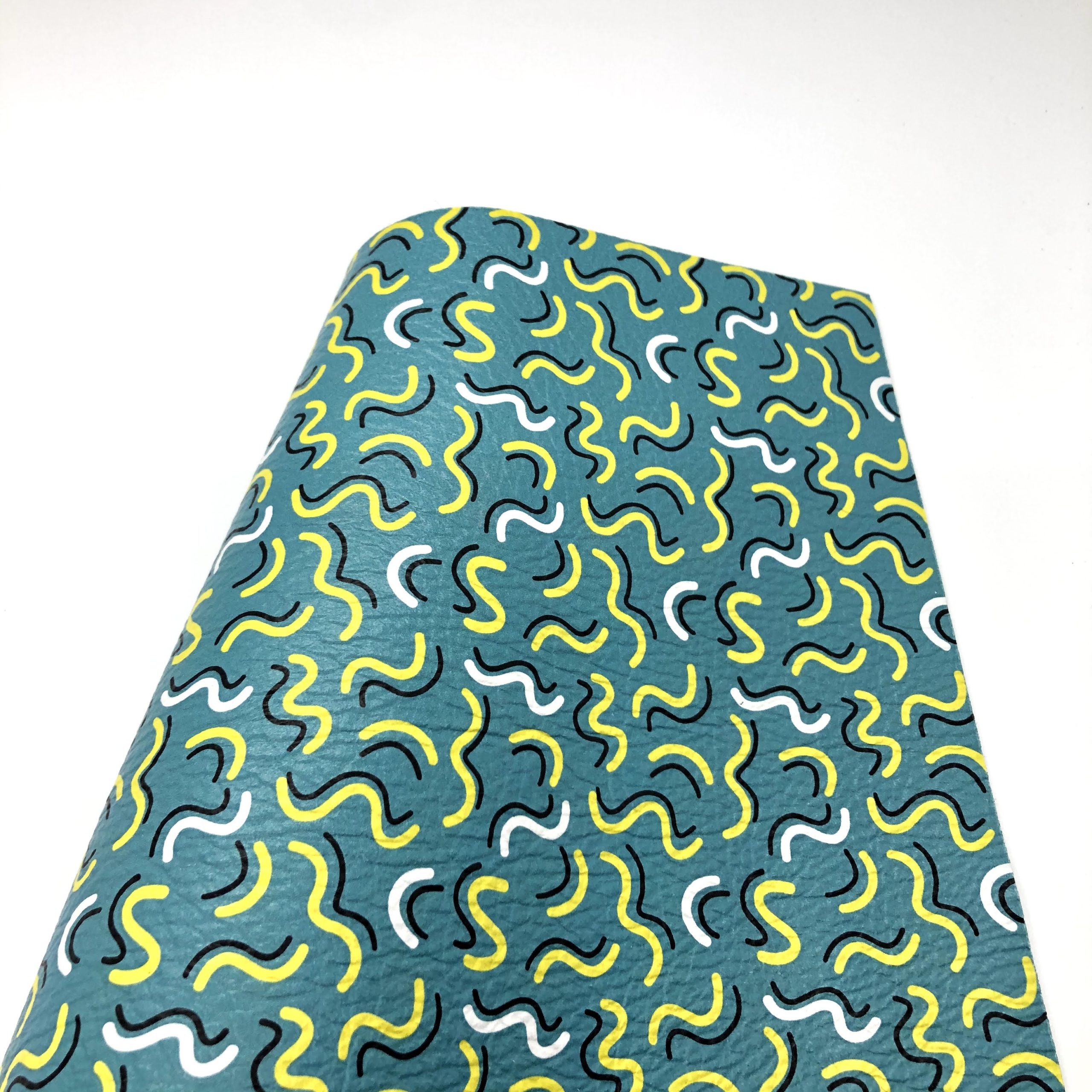 90’s Pattern #2 on White Softee Cow - Rainbow Leather