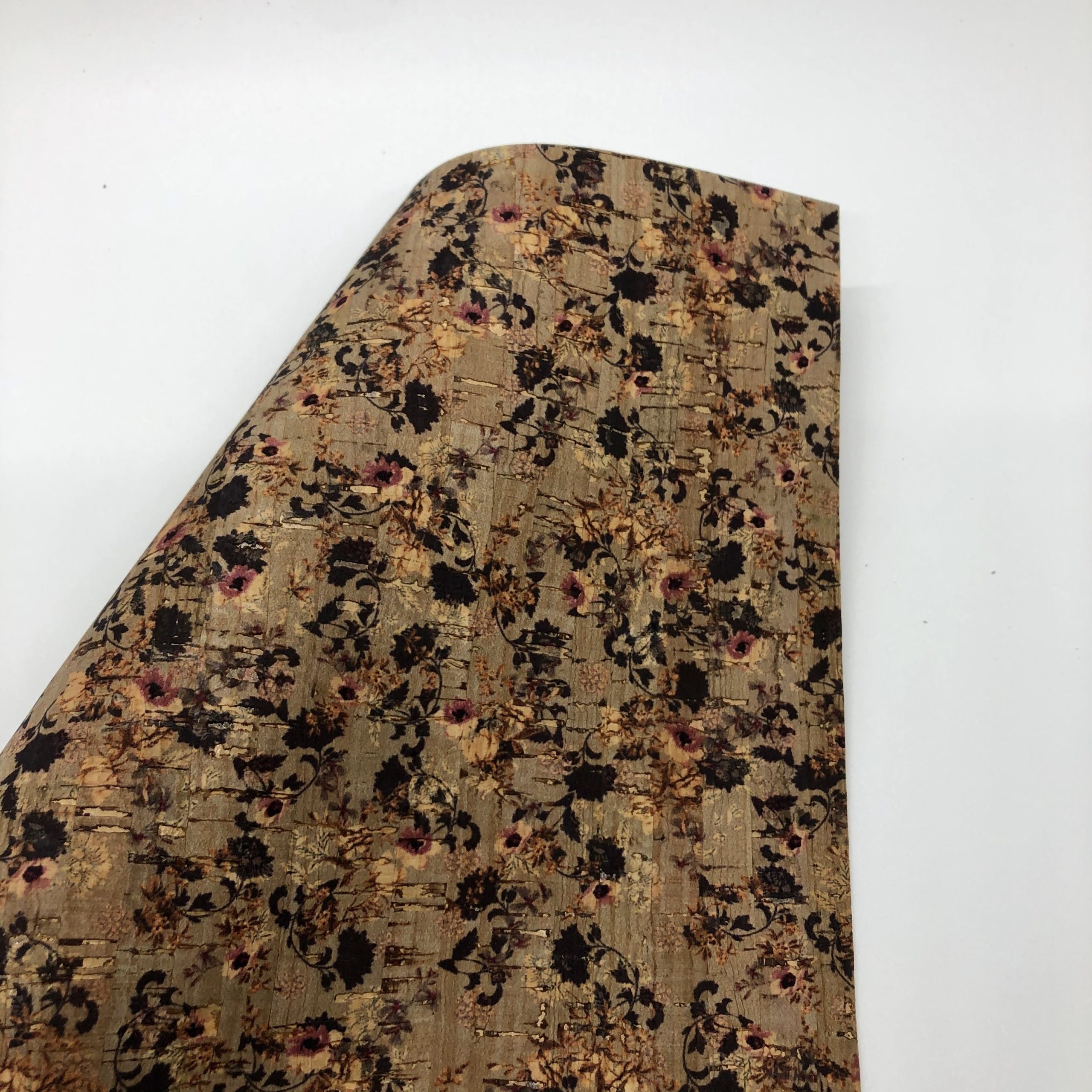 Prairie Floral Print on Natural Cork - Rainbow Leather