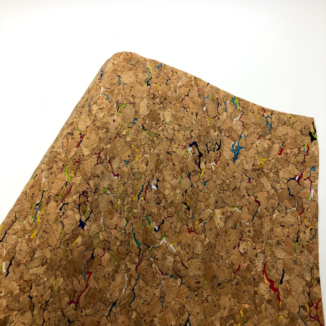 Multi-Colored Splash on Natural Cork - Rainbow Leather
