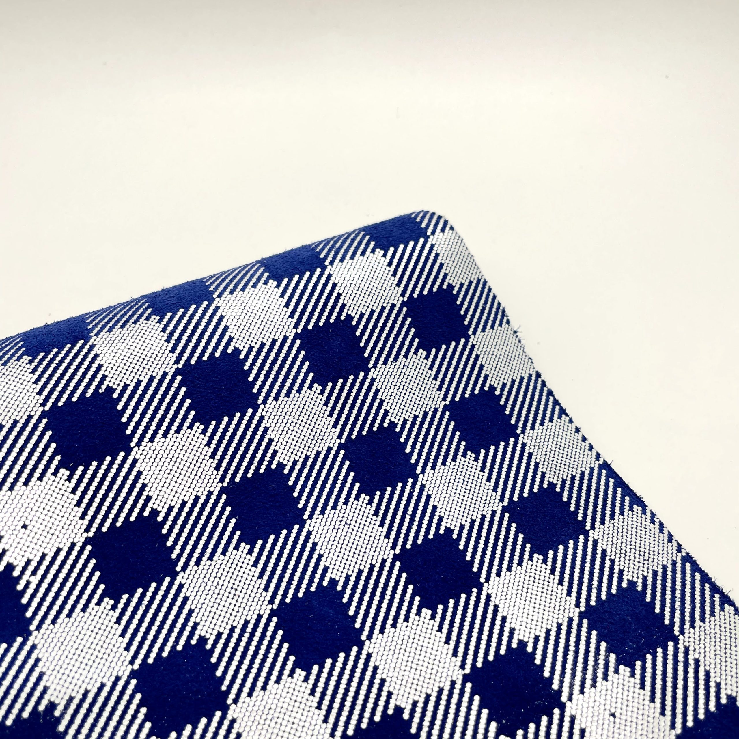 Silver Metallic Plaid on Blue Cow Suede - Rainbow Leather