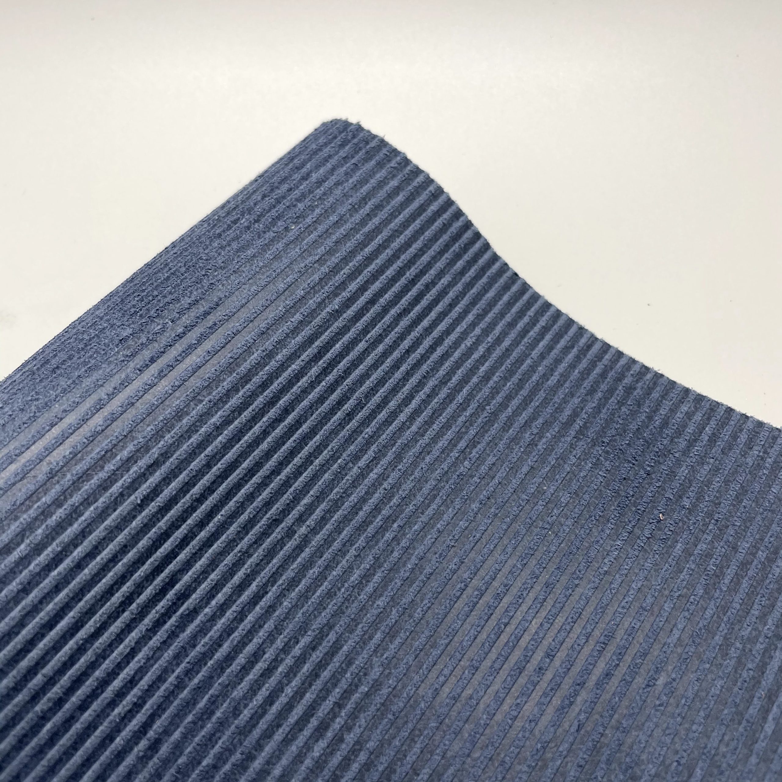 Corduroy Embossed on Blue Cow Suede - Rainbow Leather