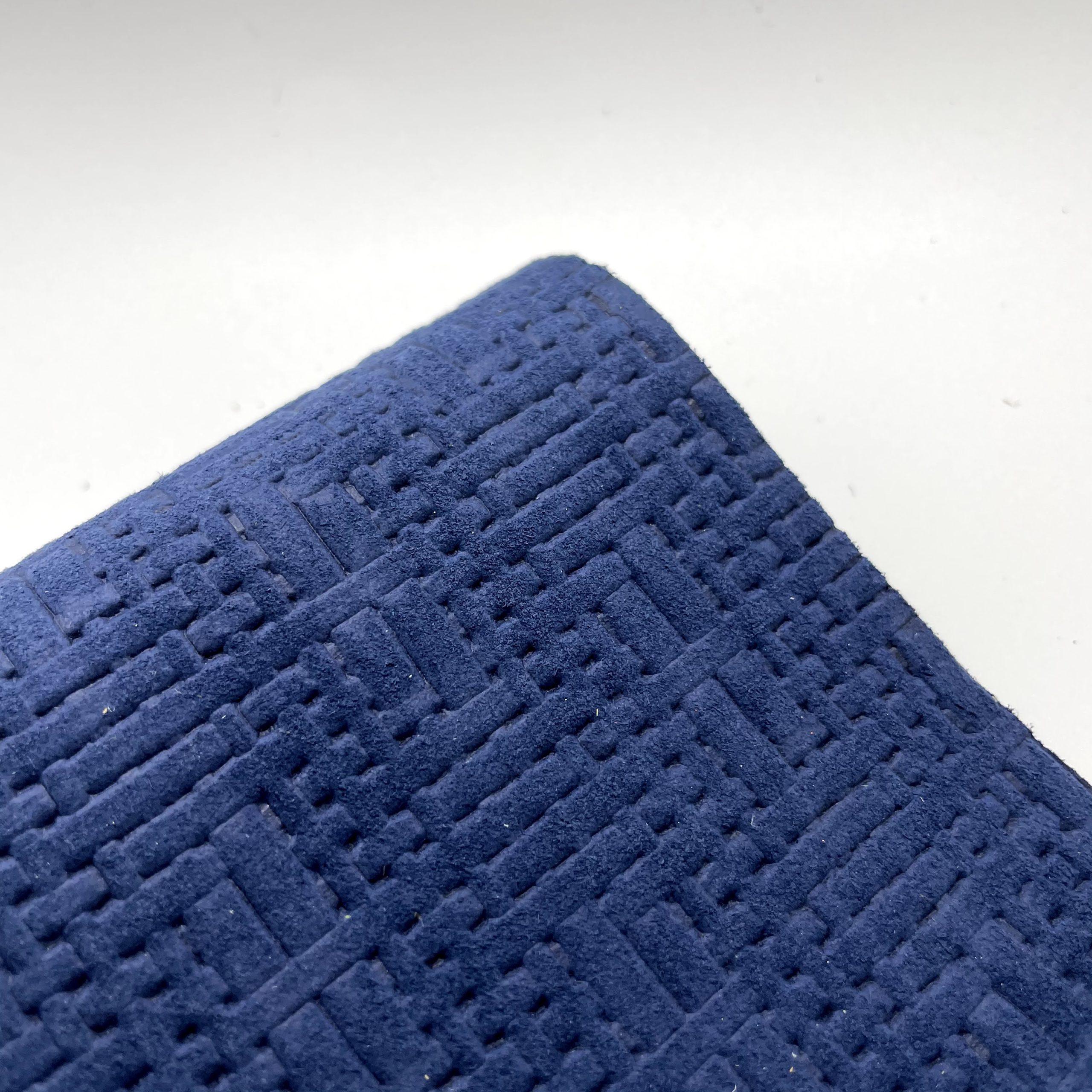 Raffia Emboss on Navy Cow Suede - Rainbow Leather