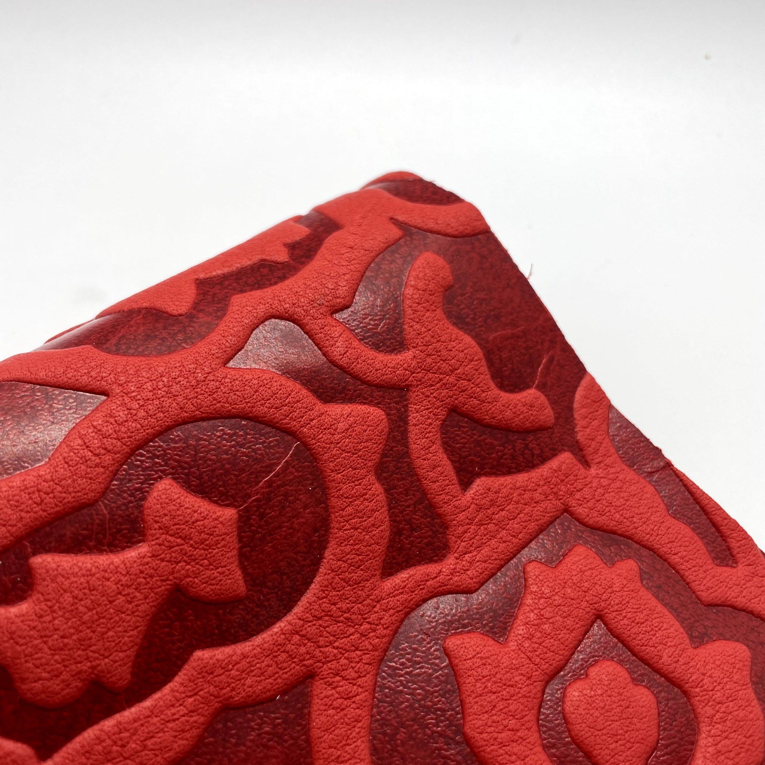 Baroque Embossed on Red Softee - Rainbow Leather