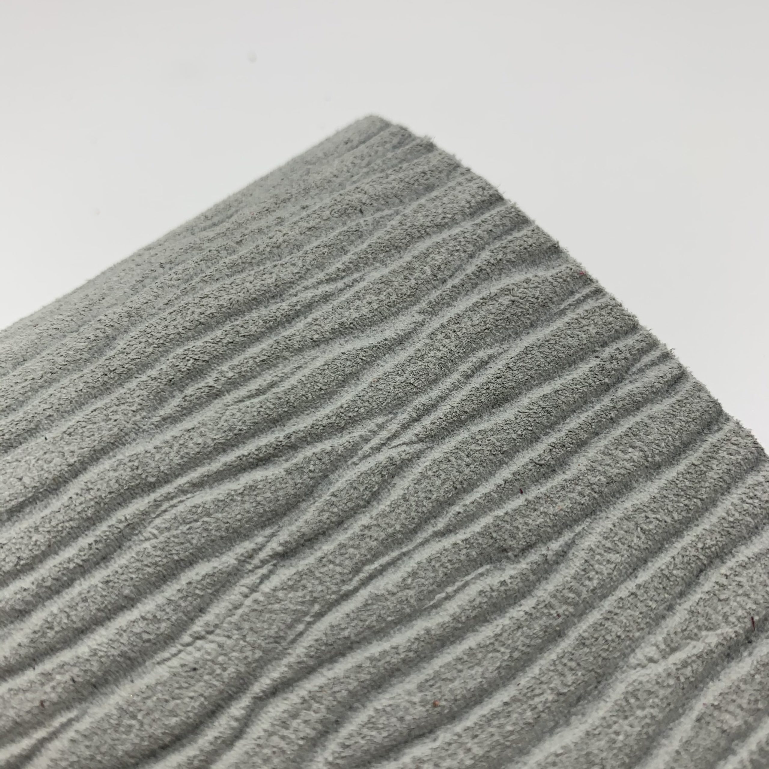 Bark Emboss on Light Gray Cow Suede - Rainbow Leather