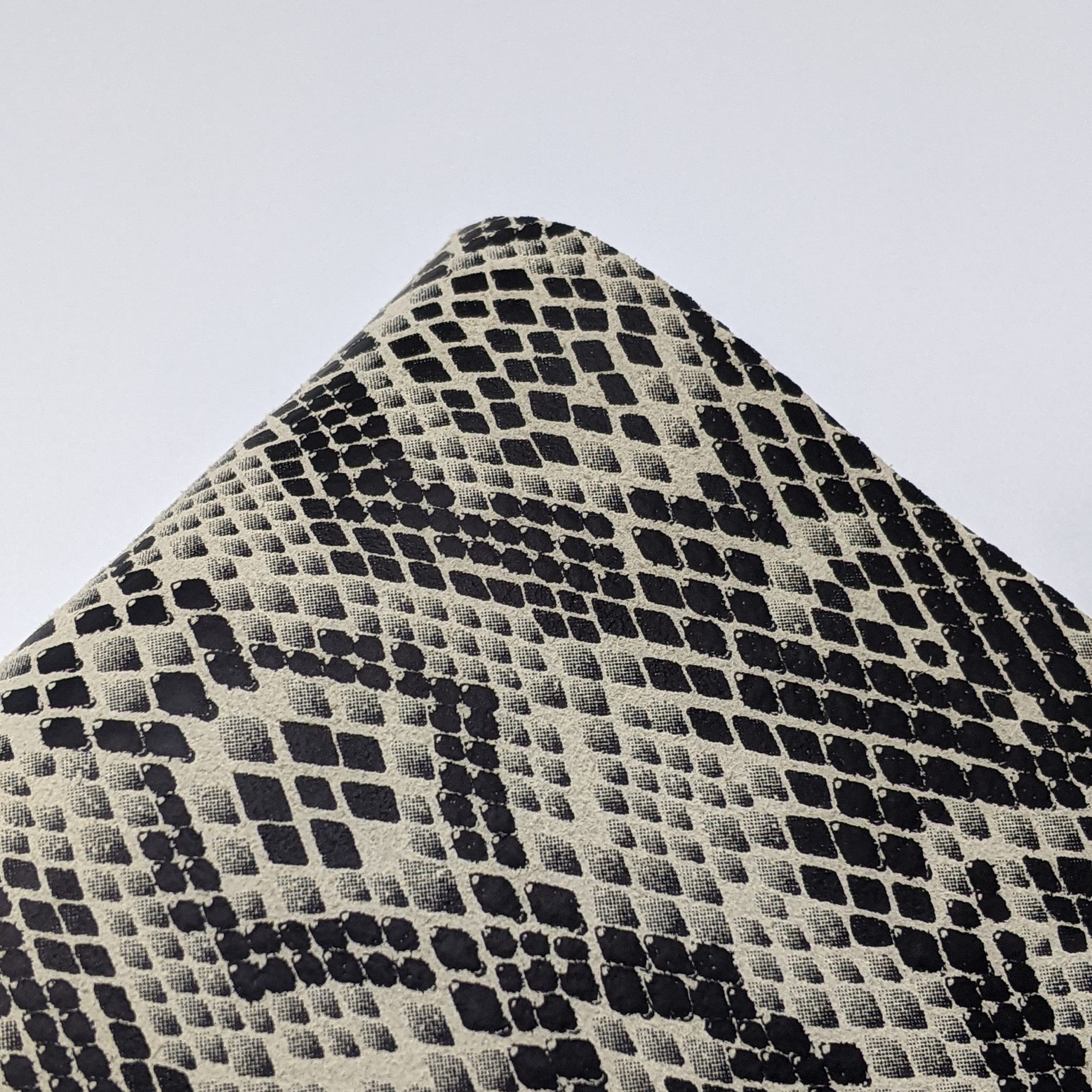 Black Diamond Python Snake on Eggshell Cow Suede - Rainbow Leather