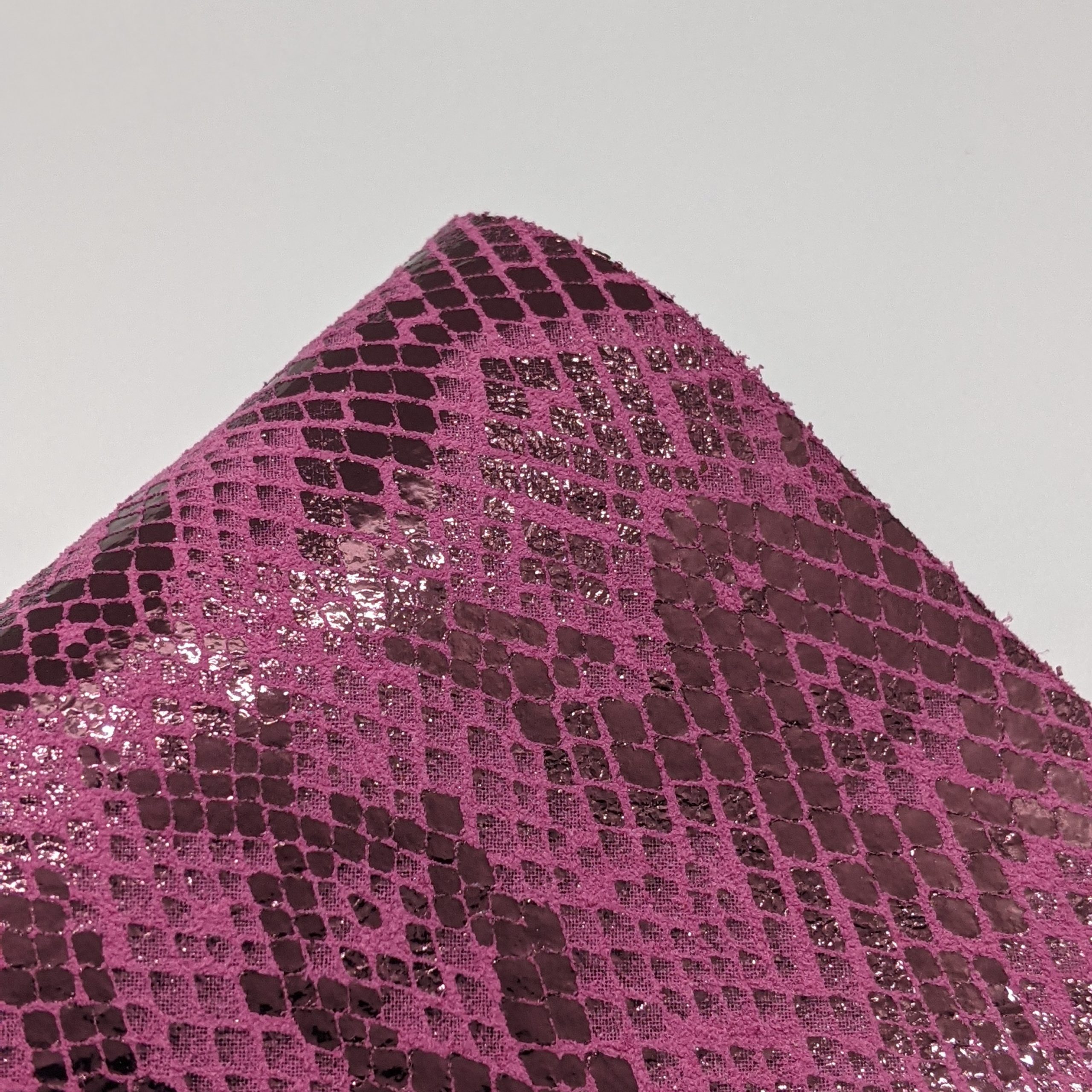 Magenta Metallic Diamond Python Snake on Bubblegum Cow Suede - Rainbow ...