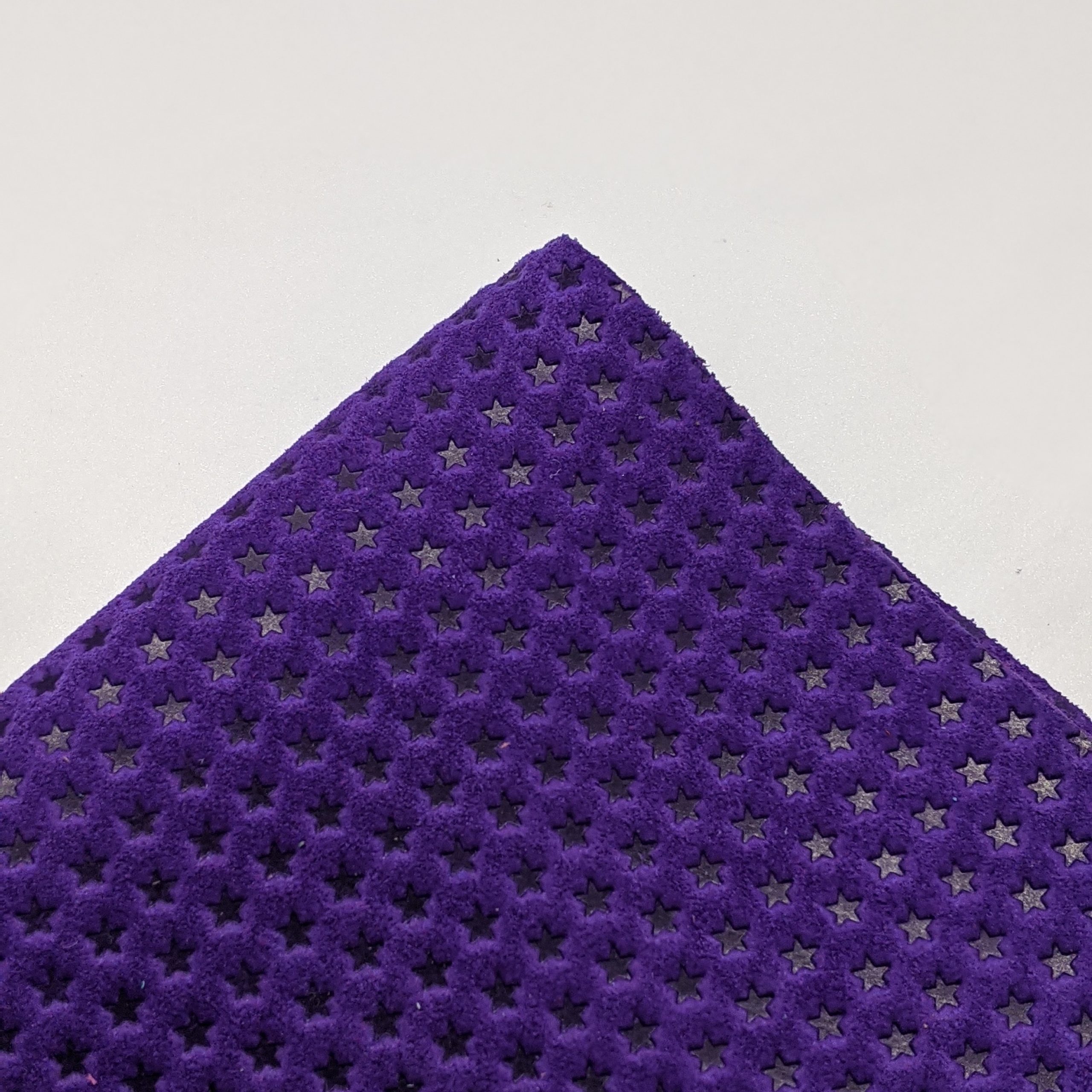 Star Emboss on Purple Cow Suede - Rainbow Leather