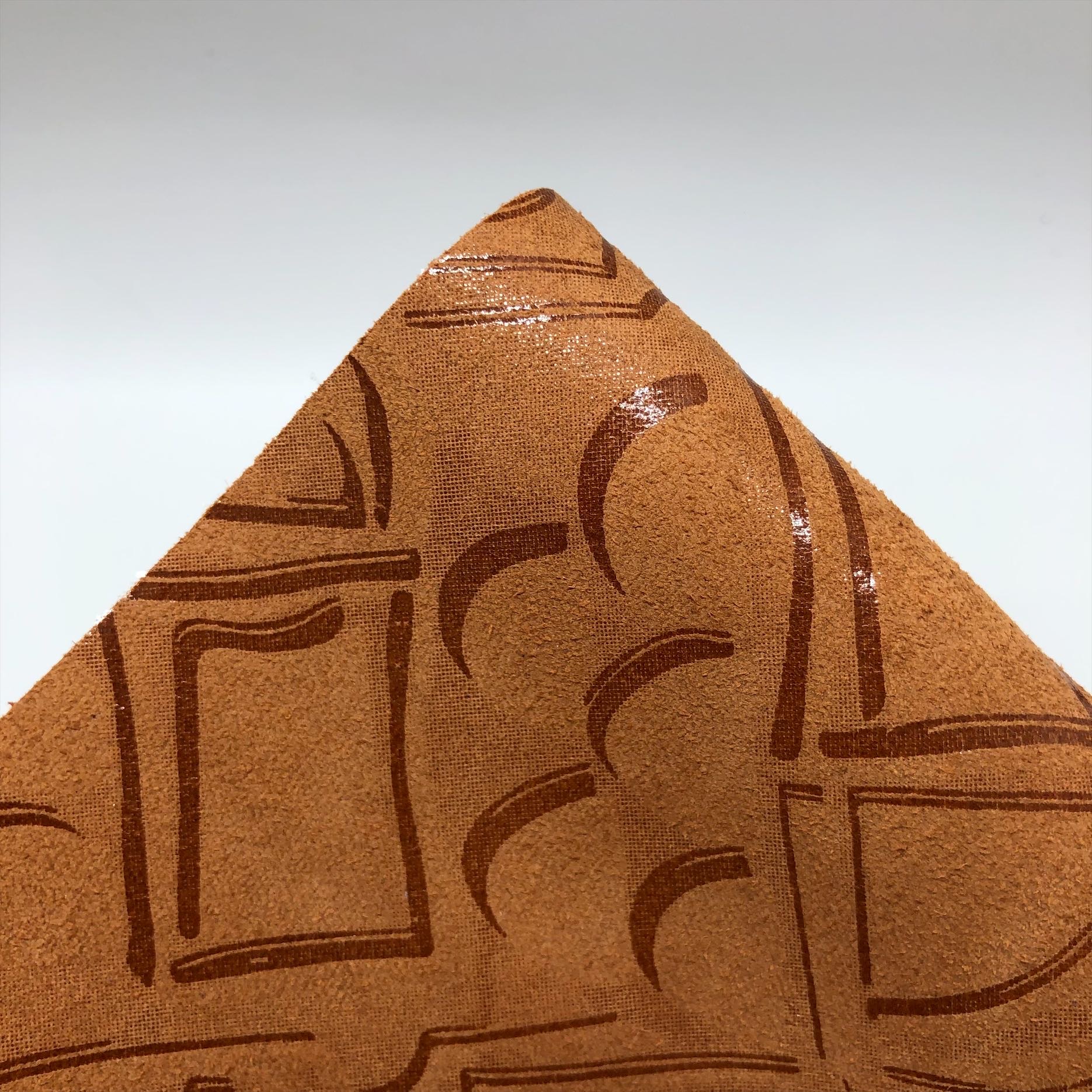 Abstract Geometry on Cinnamon Cow Suede - Rainbow Leather