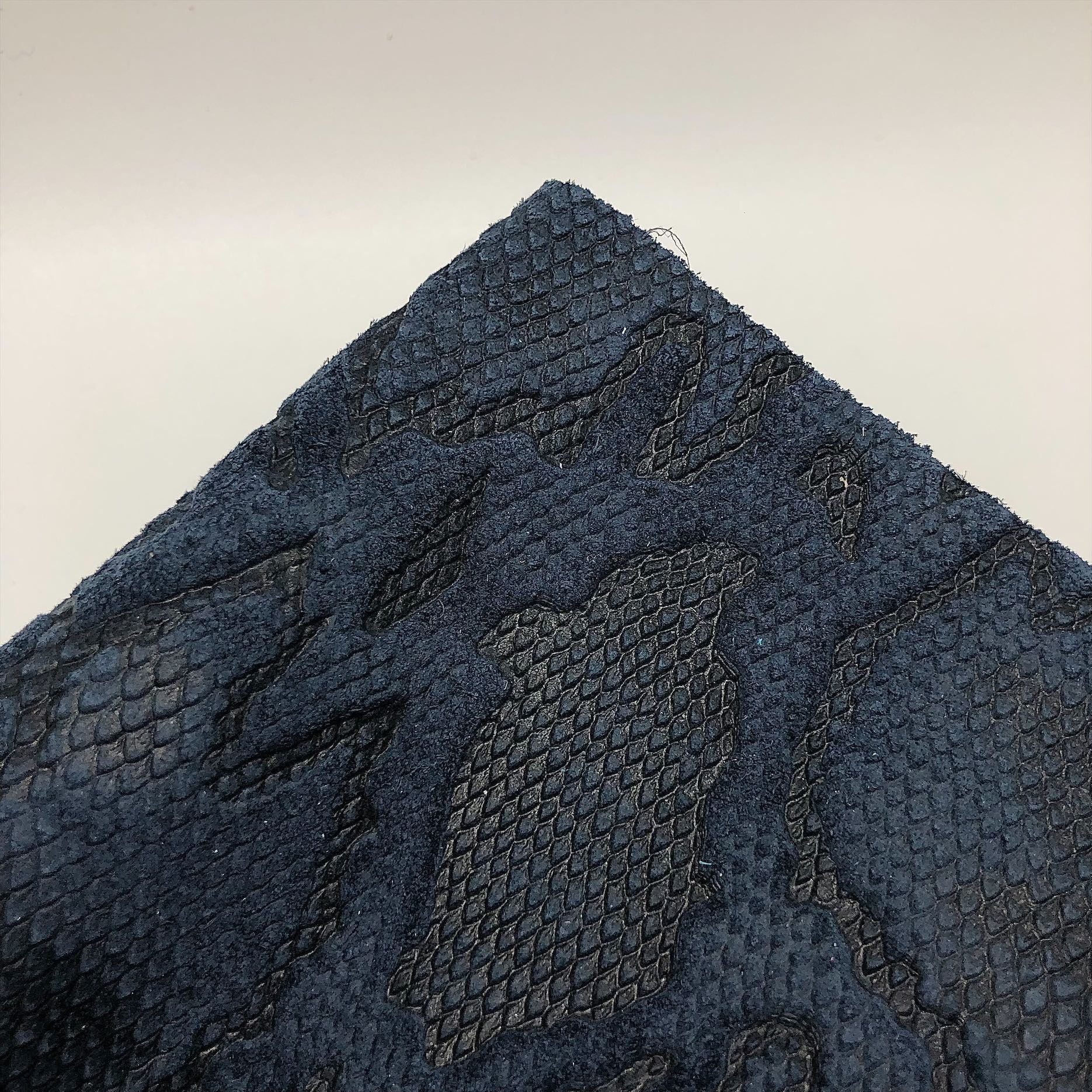 Boa Emboss on Prussian Blue Cow Suede - Rainbow Leather