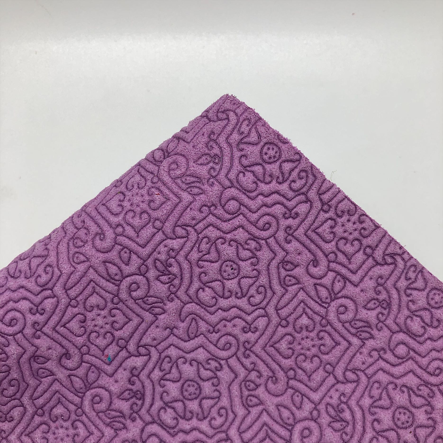 Guilded Florentine Emboss on Lavender Cow Suede - Rainbow Leather
