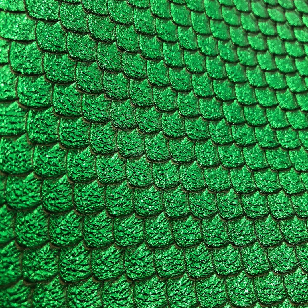 Green Metallic on Sage Cowhide with Cobra Cut - Rainbow Leather