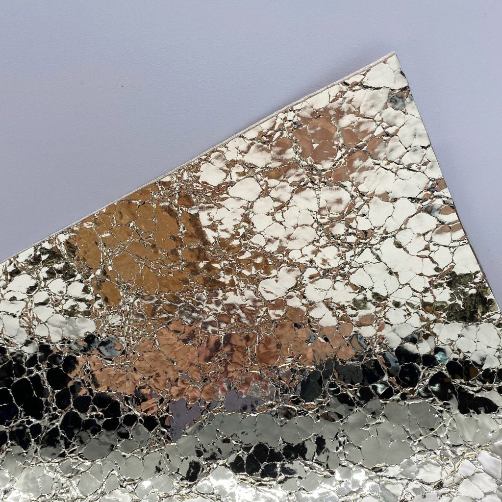 Platinum Petra Crackle on Stone Leather - Rainbow Leather