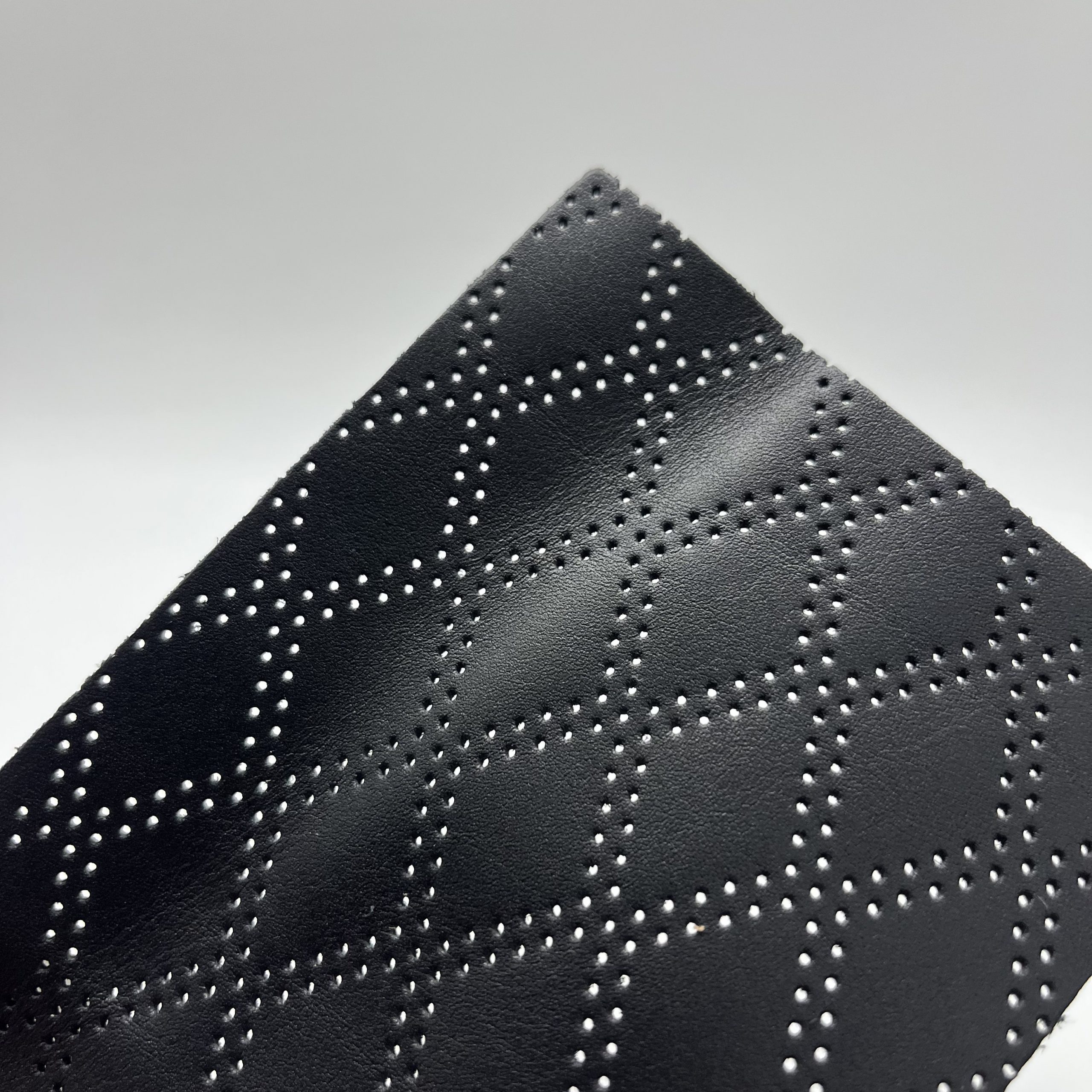 Quilted Diamonds Perforation on Black Mendoza - Rainbow Leather
