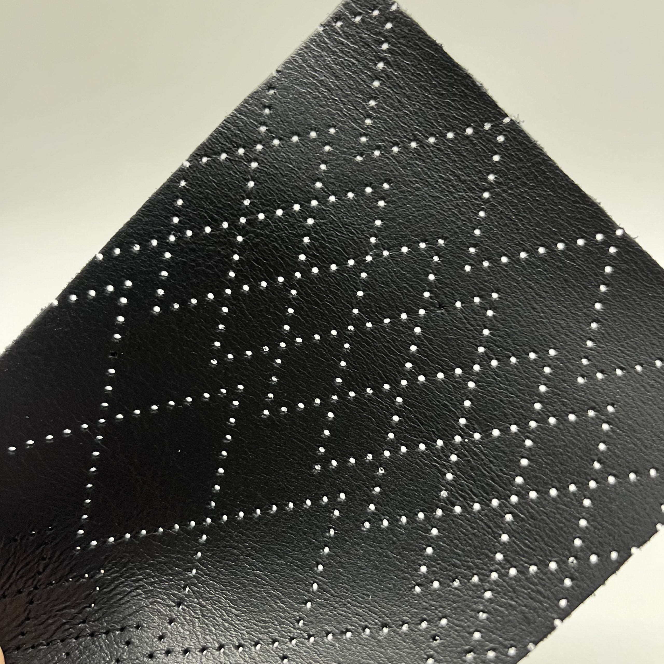 Argyle Plaid Perforation on Black Mendoza - Rainbow Leather