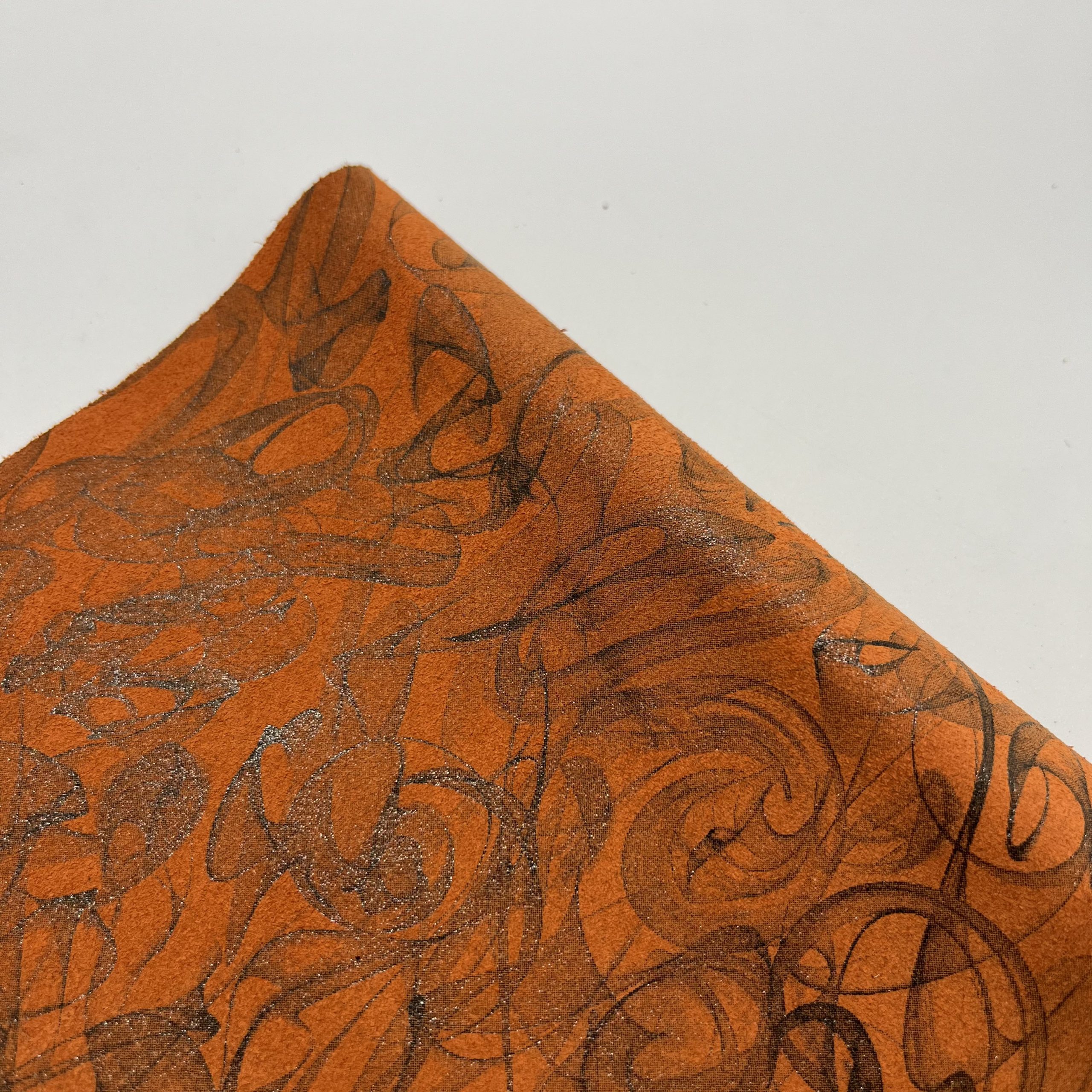 Black Dazzling Smoke on Orange Cow Suede - Rainbow Leather