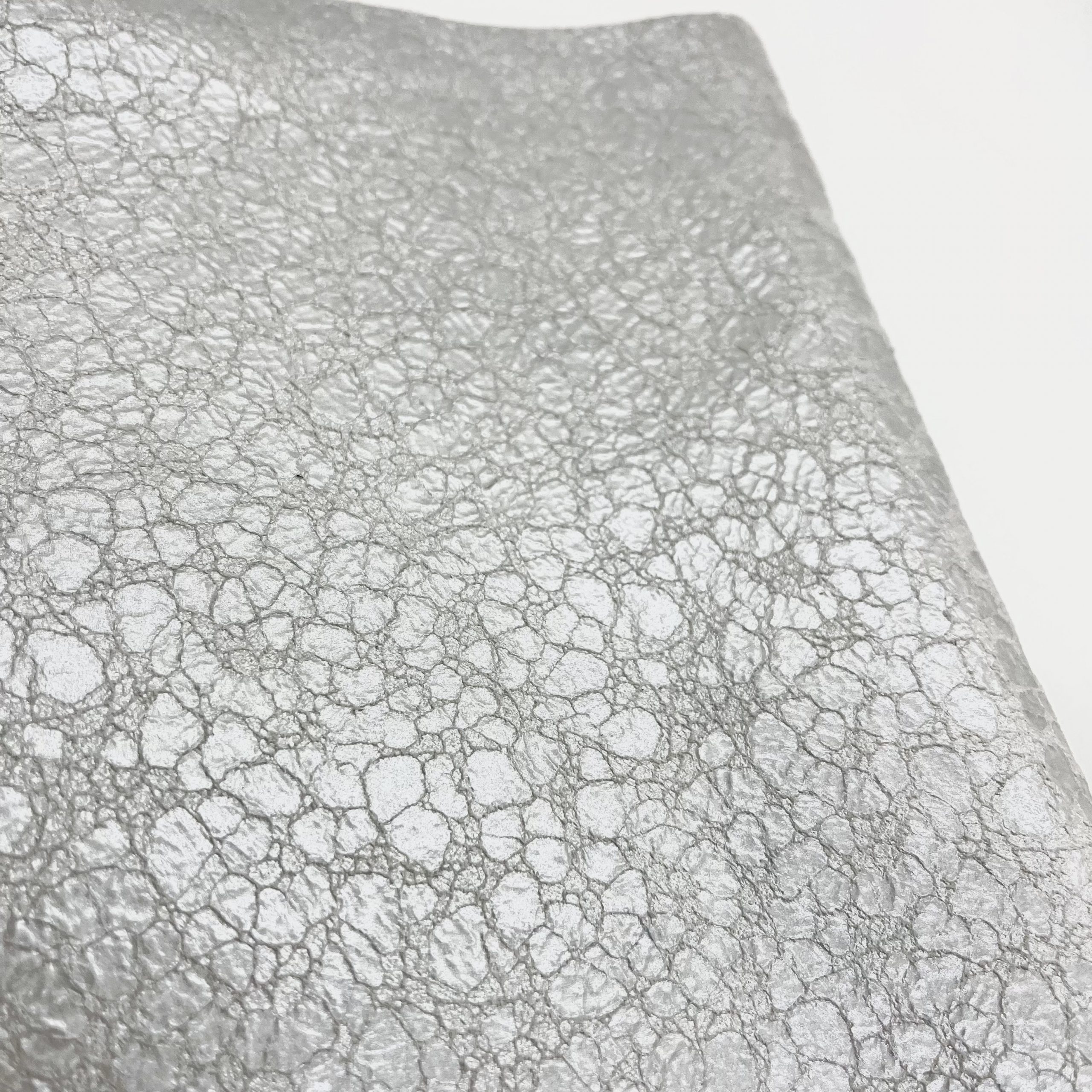 Silver Dust Pool on White Cow Suede - Rainbow Leather