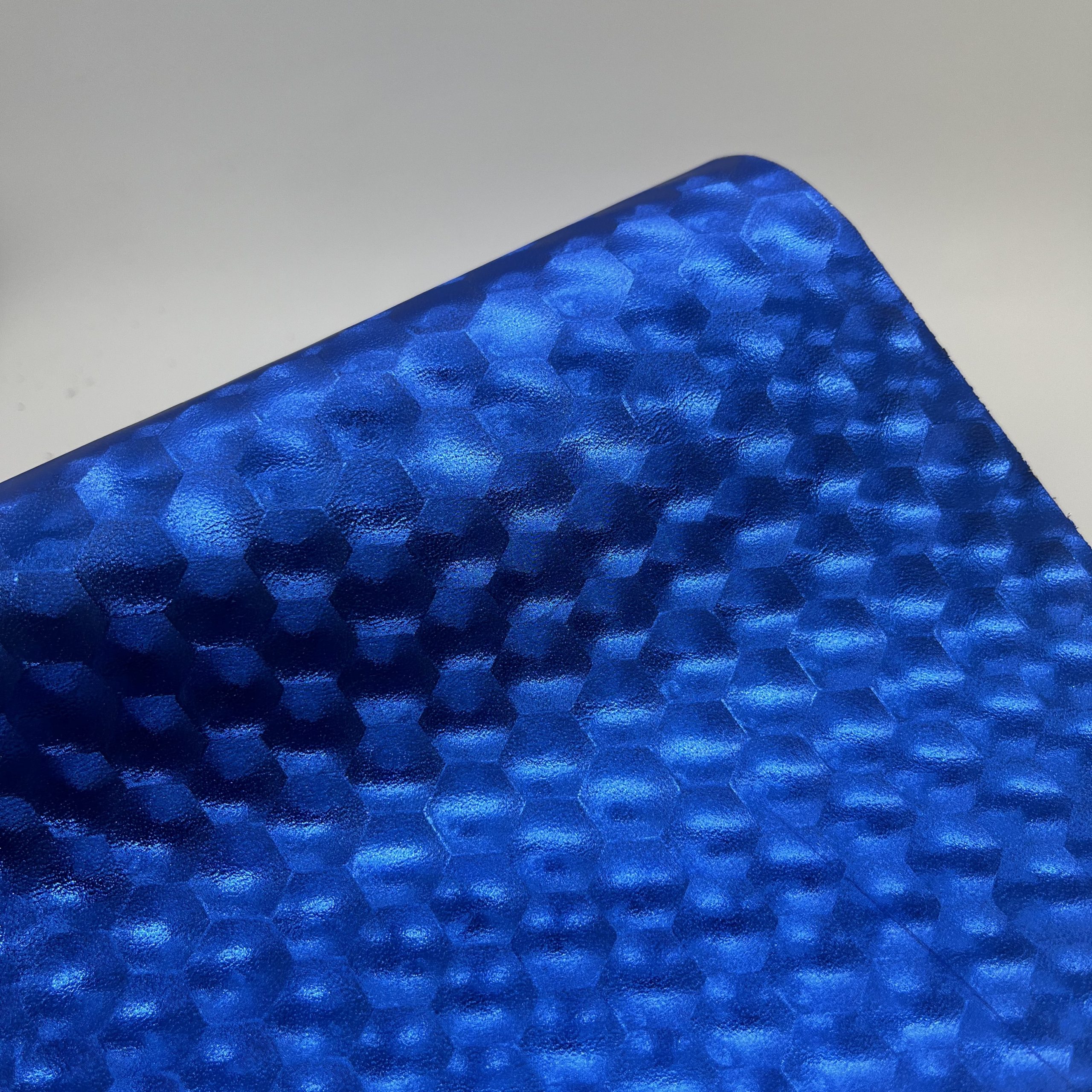 Hex 3D Royal Blue on Tan Crust Leather - Rainbow Leather