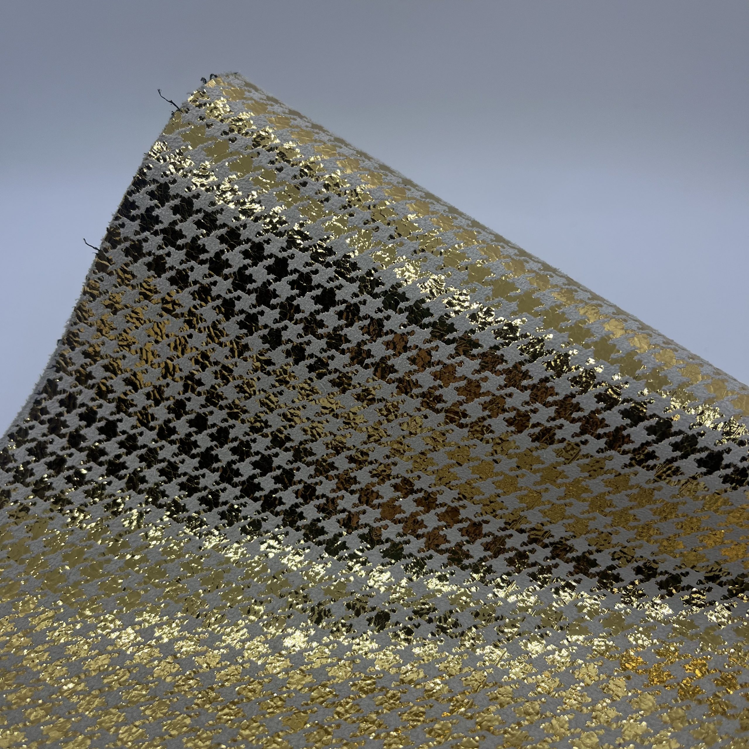 Gold Houndstooth on Beige Cow Suede - Rainbow Leather