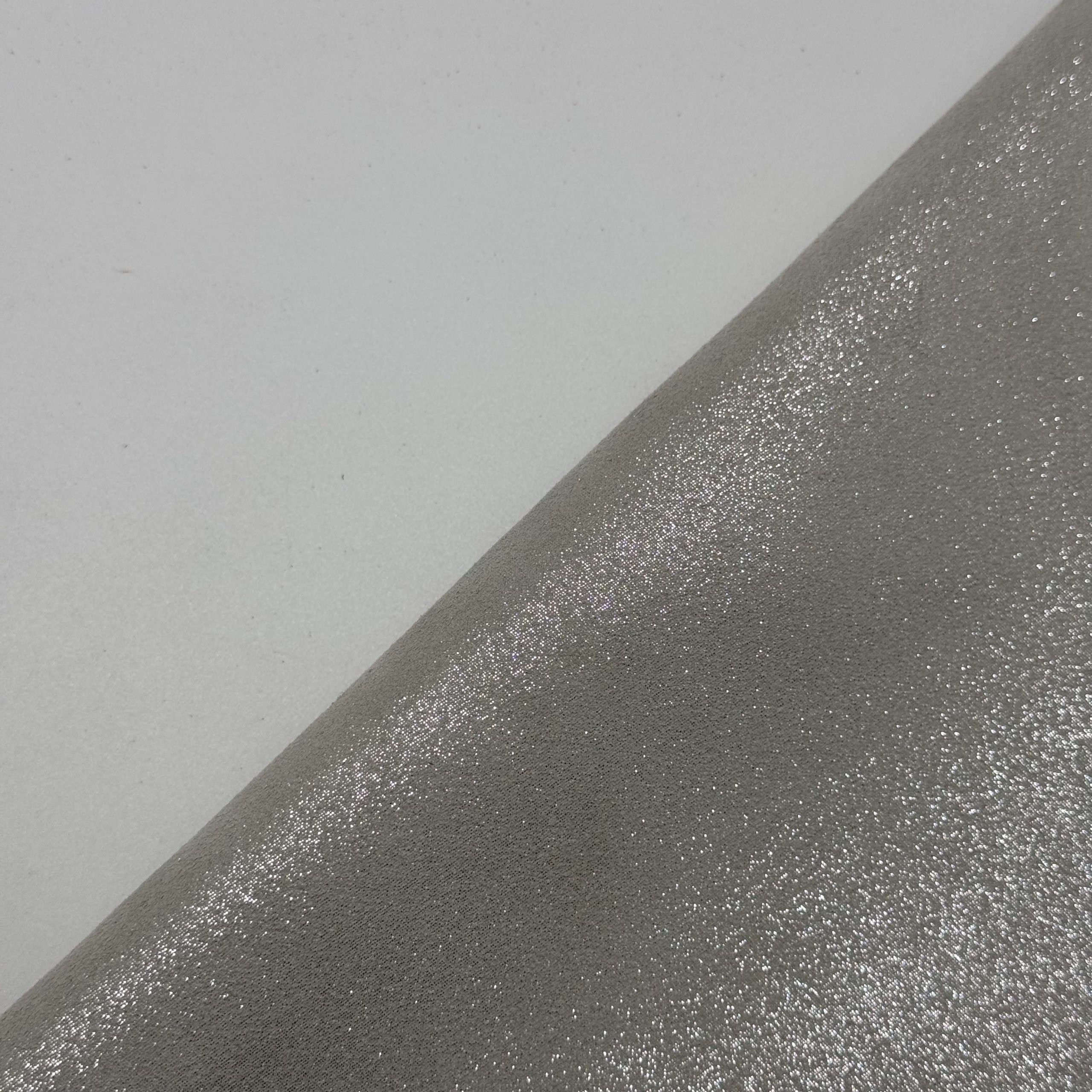 Silver Micro Point on 0128 Off White Cow Suede - Rainbow Leather